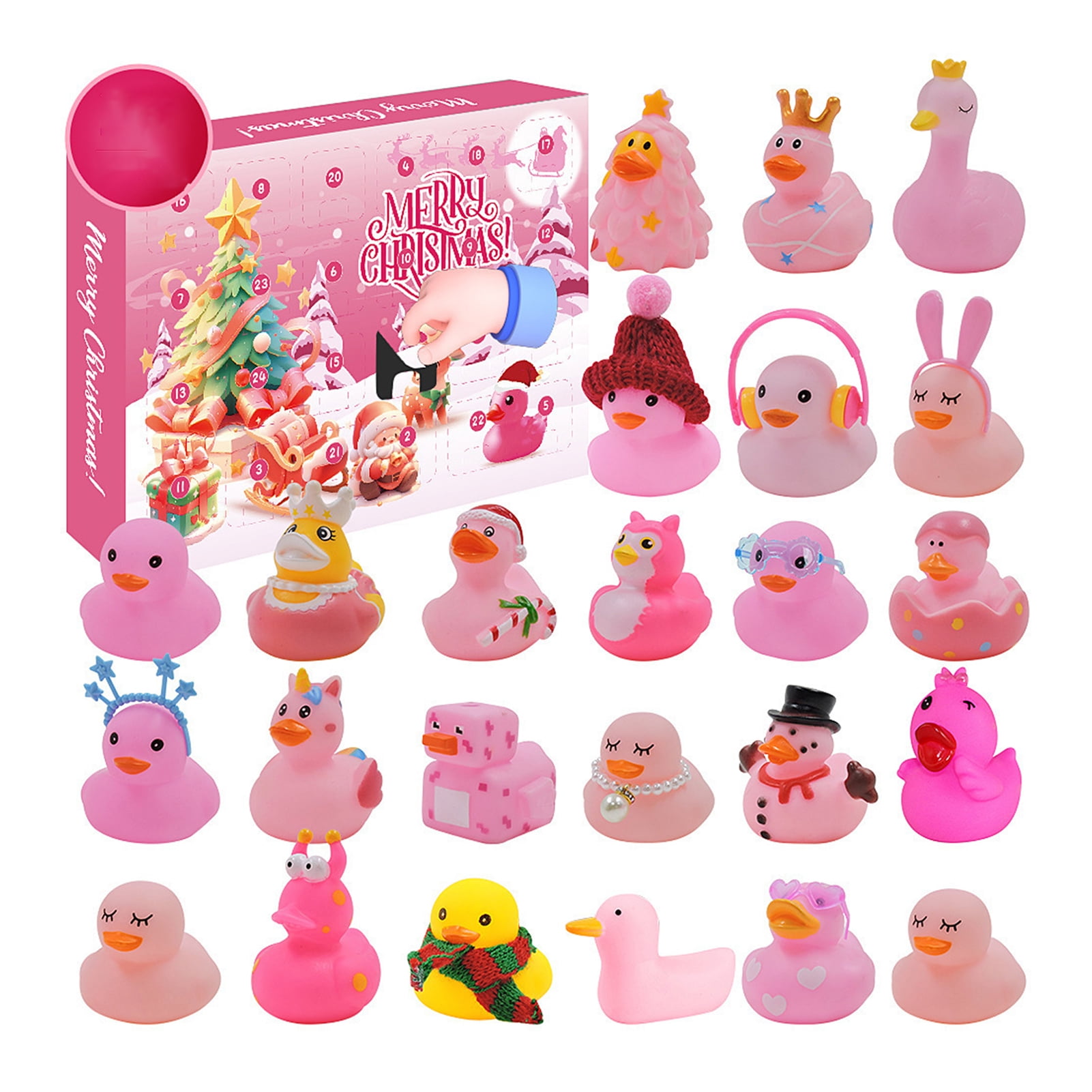 Chicmine 24Pcs/Set Christmas Countdown Duck Blind Box Mini Vinyl ...