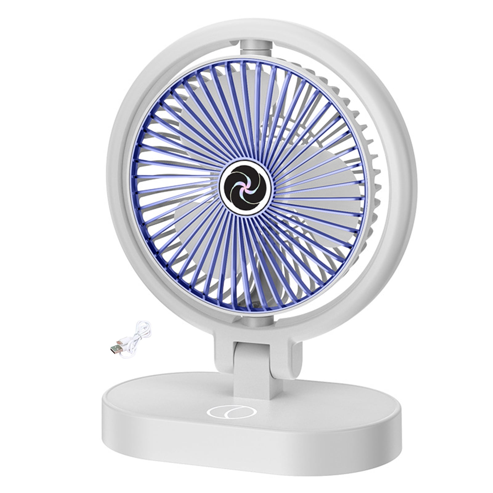 Chicmine 3-Speed Electric Desktop Fan with LED Light Rechargeable ...