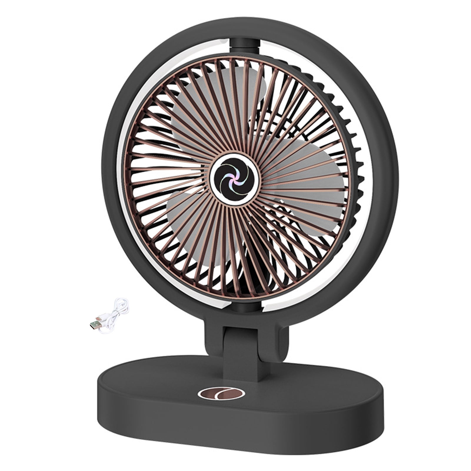 Chicmine 3-Speed Electric Desktop Fan with LED Light Rechargeable ...