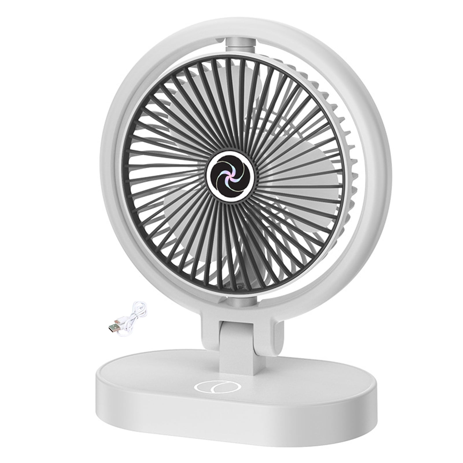 Chicmine 3-Speed Electric Desktop Fan with LED Light Rechargeable ...