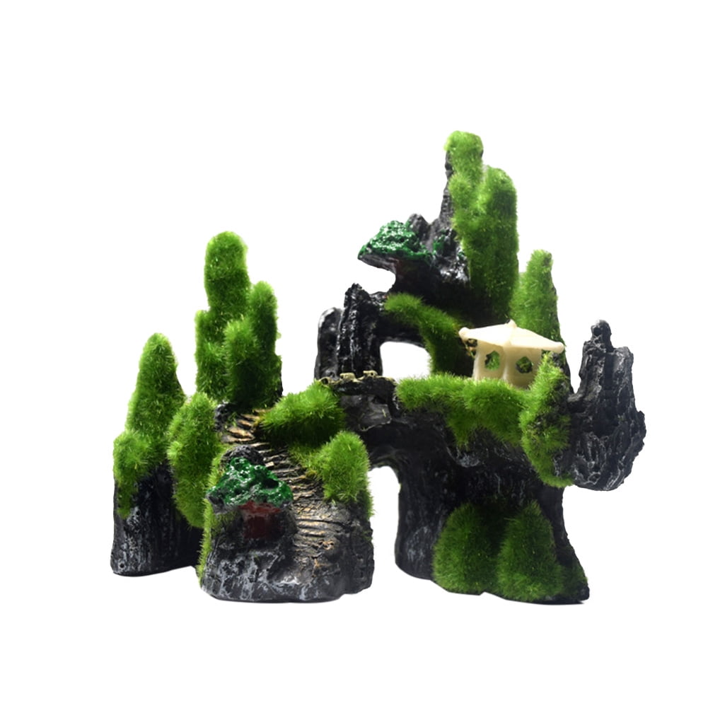 Chicmine Aquarium Artificial Rockery Moss Rock Resin Stone Fish Tank ...