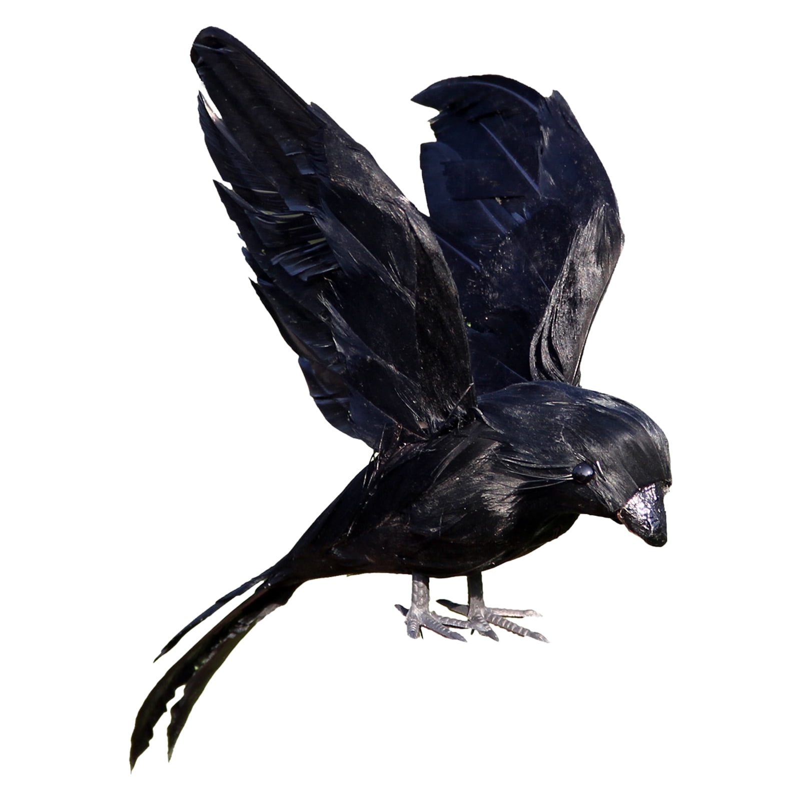 Chicmine Artificial Crow Feathered Realistic Handmade Standing/Flying ...