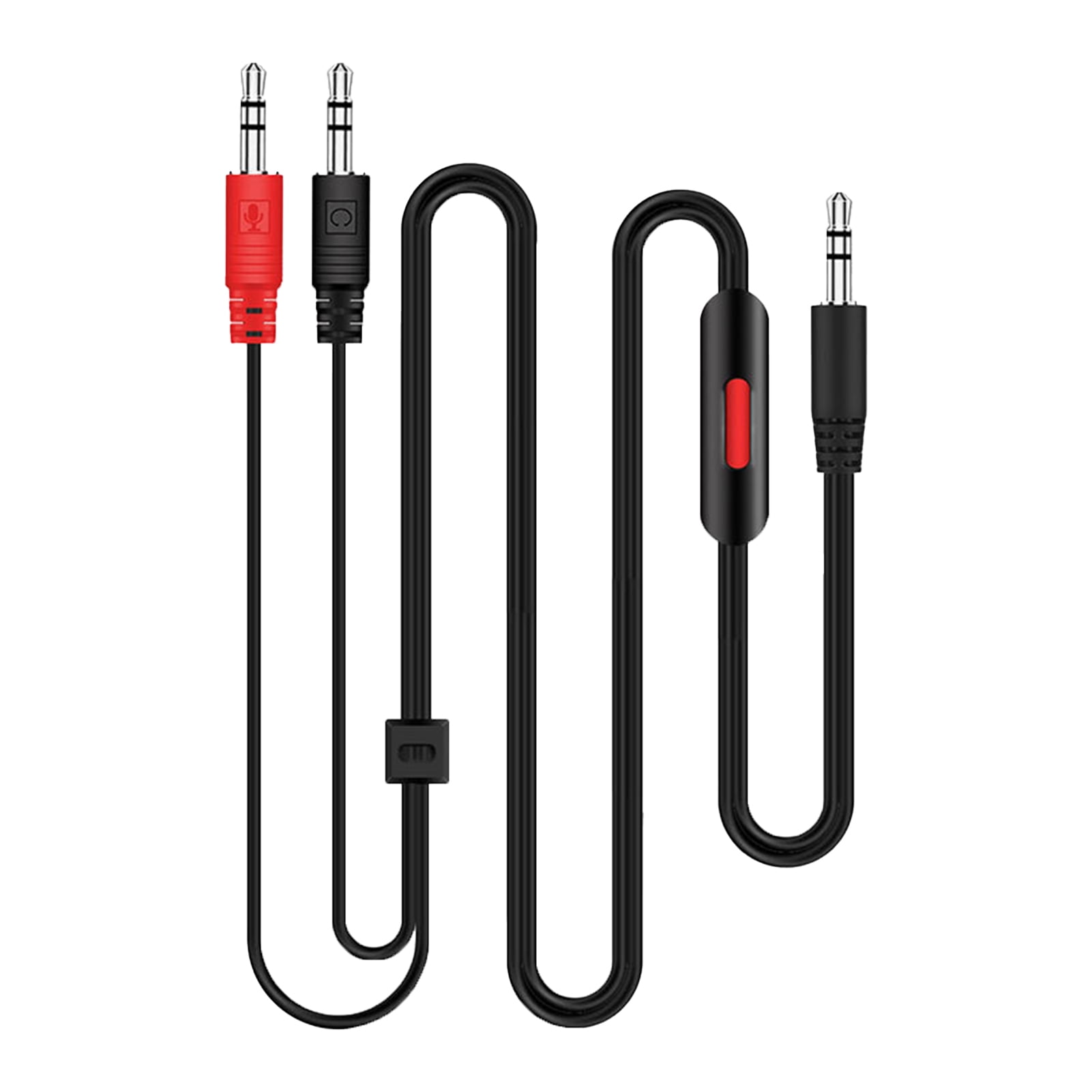 Chicmine Audio Cable 1.5m 2-in-1 Volume Control 3.5mm Plug Headphone ...