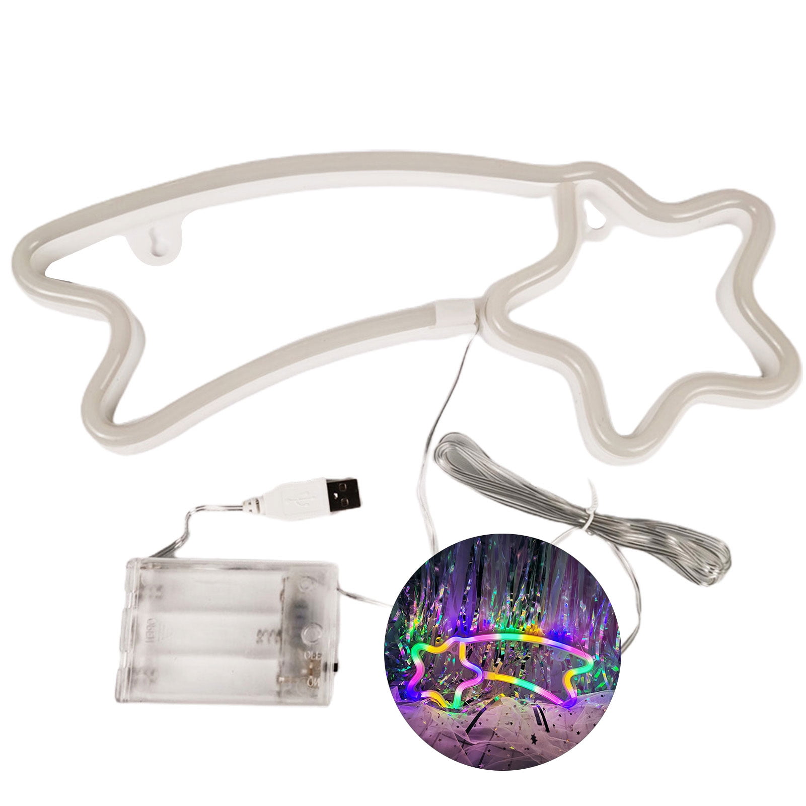 Chicmine Battery/USB Dual Powered Flicker Free Colorful Lighting Neon ...