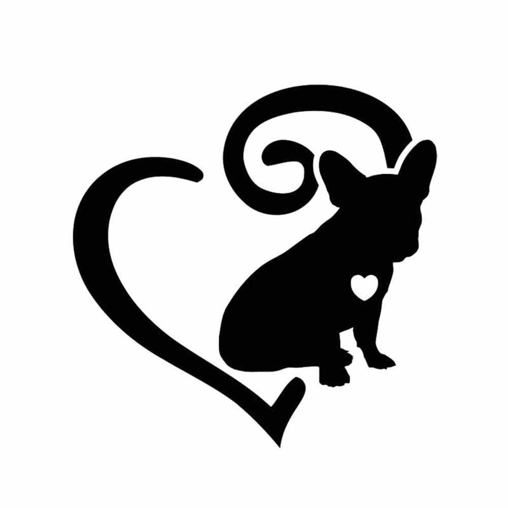Chicmine Cartoon French Bulldog Frenchie Love Heart Vinyl Decal Car ...