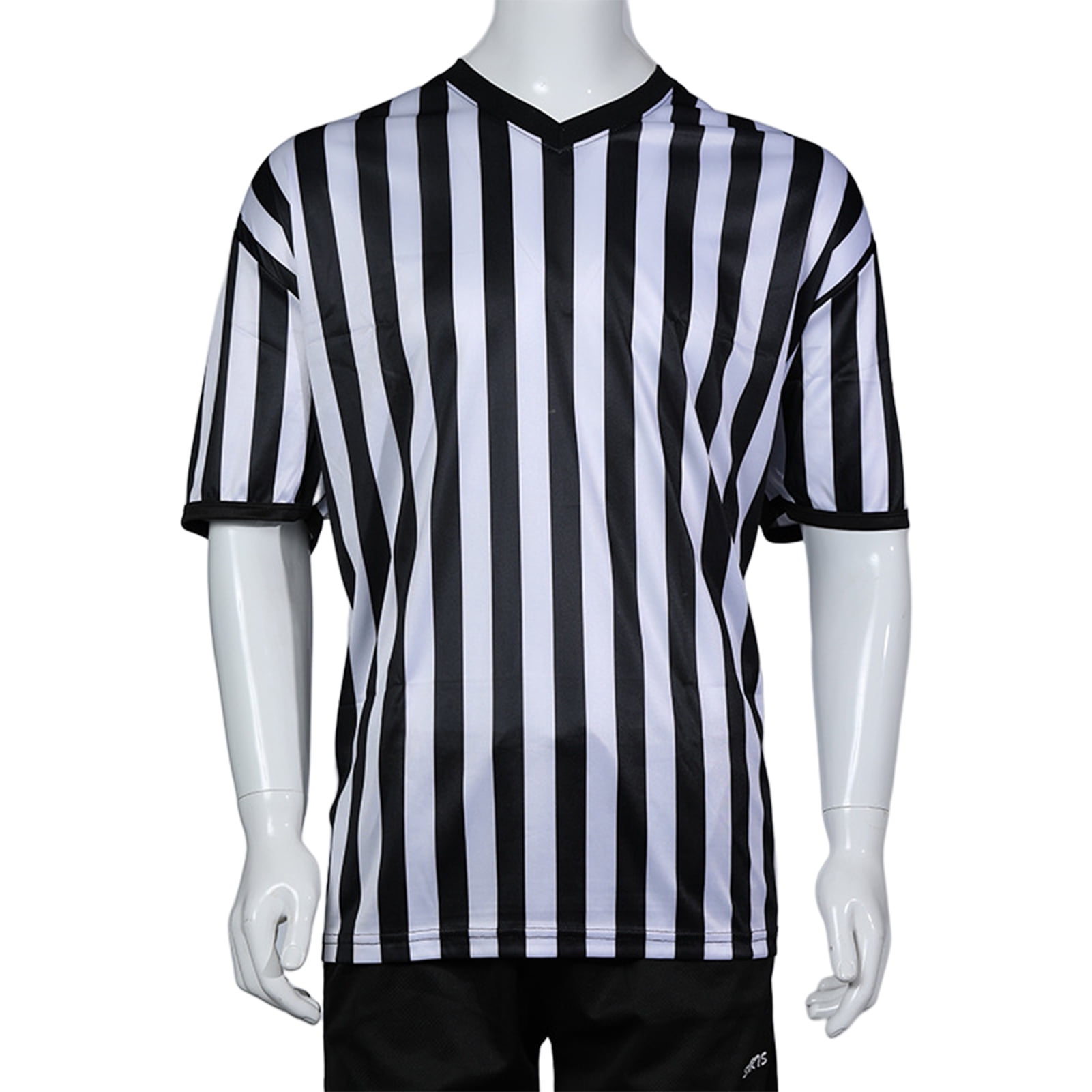 Chicmine Court Uniform Striped Shape Short Sleeve V-neck Sweat ...