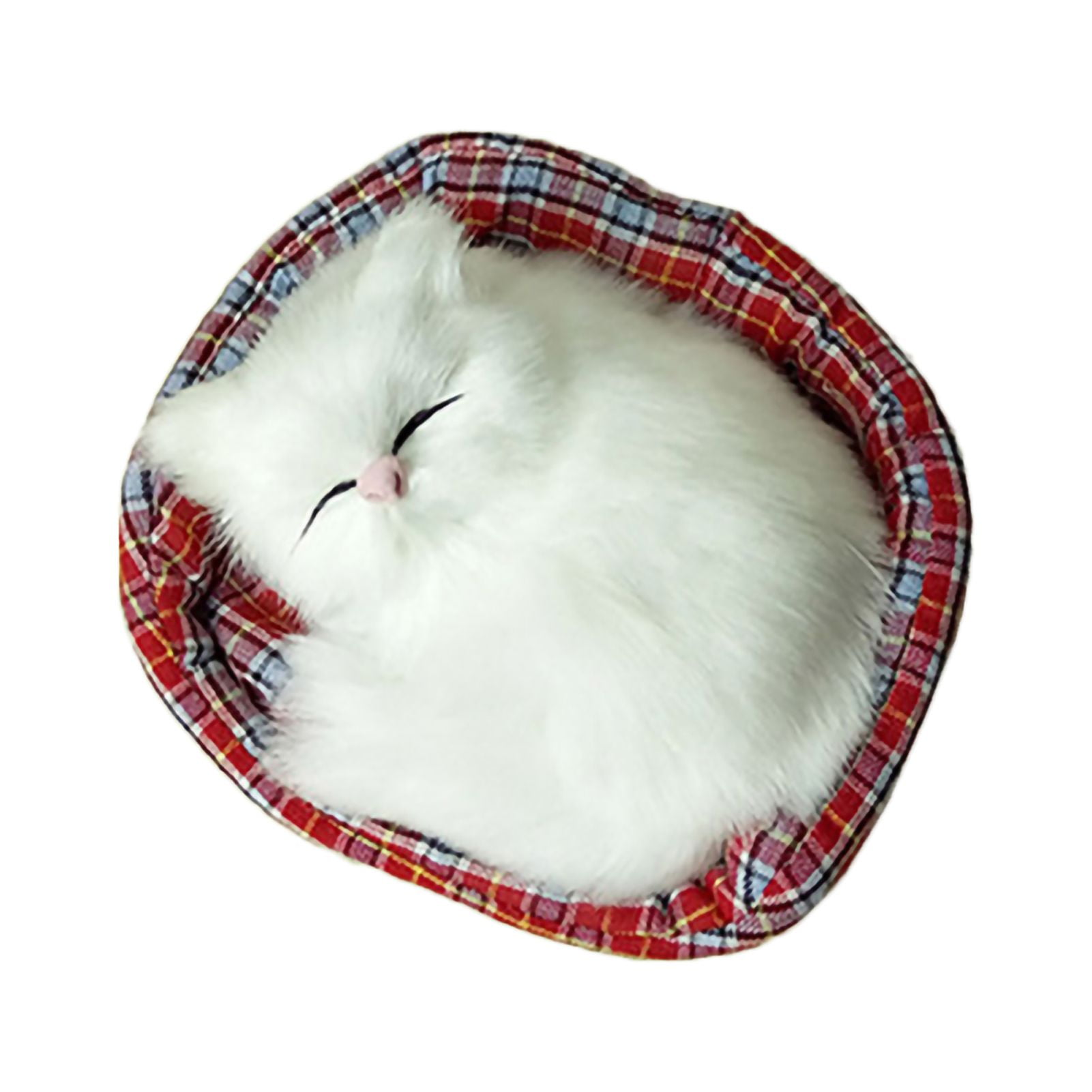 Chicmine Cute Simulation Sounding Sleeping Cat Plush Mat Toy with Nest ...