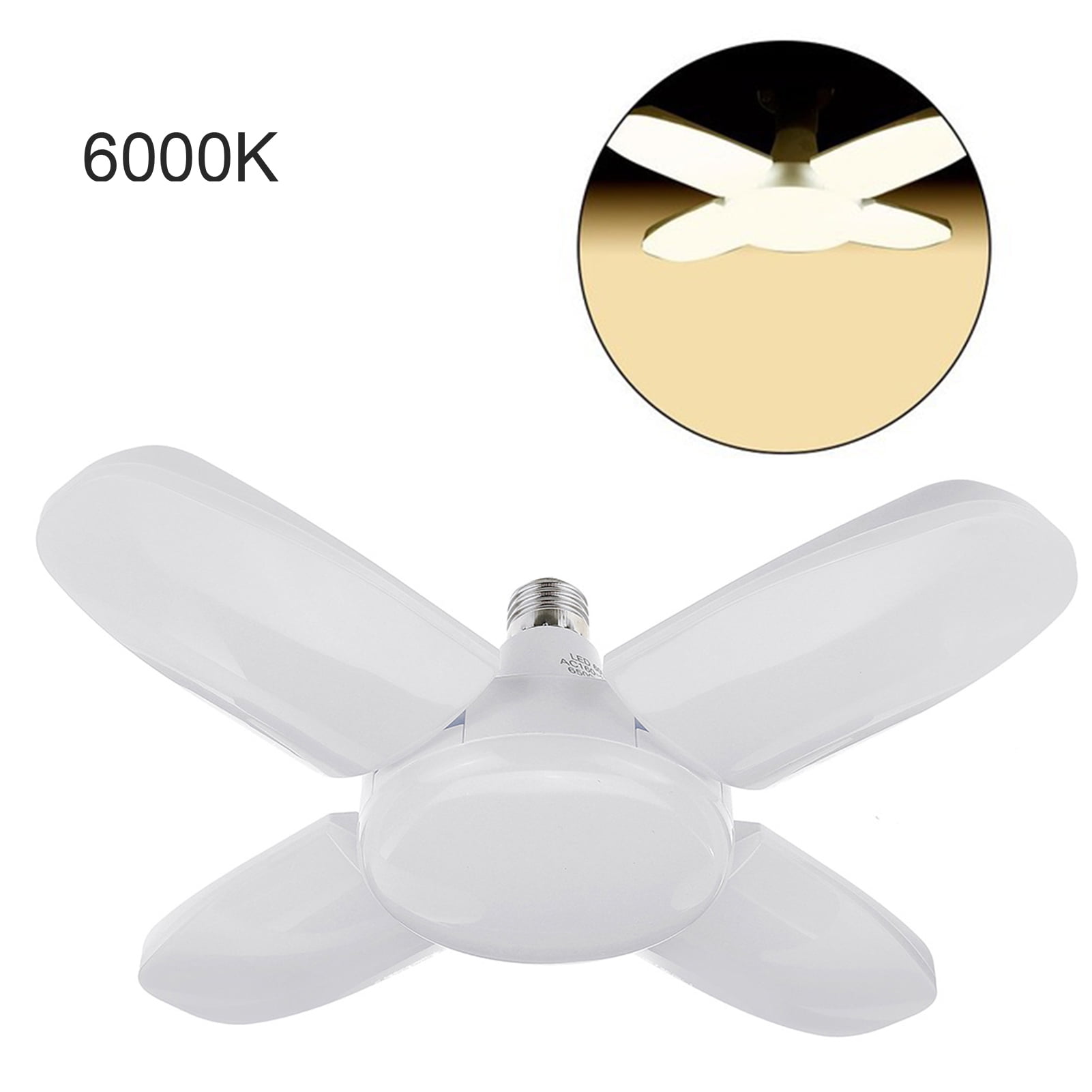Chicmine Foldable Garage Light Three-Leaf Fan Blade LED Bulb Adjustable ...