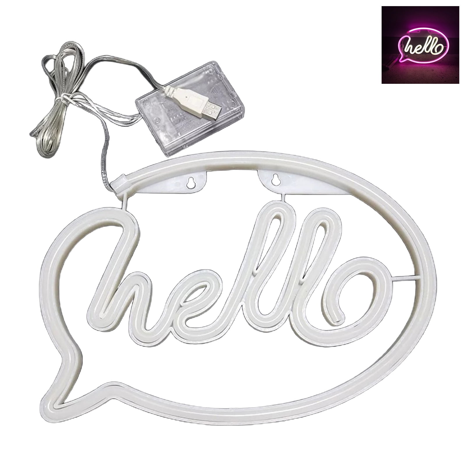 Chicmine HELLO Neon Sign Creative Shape USB/Battery Operated Non ...