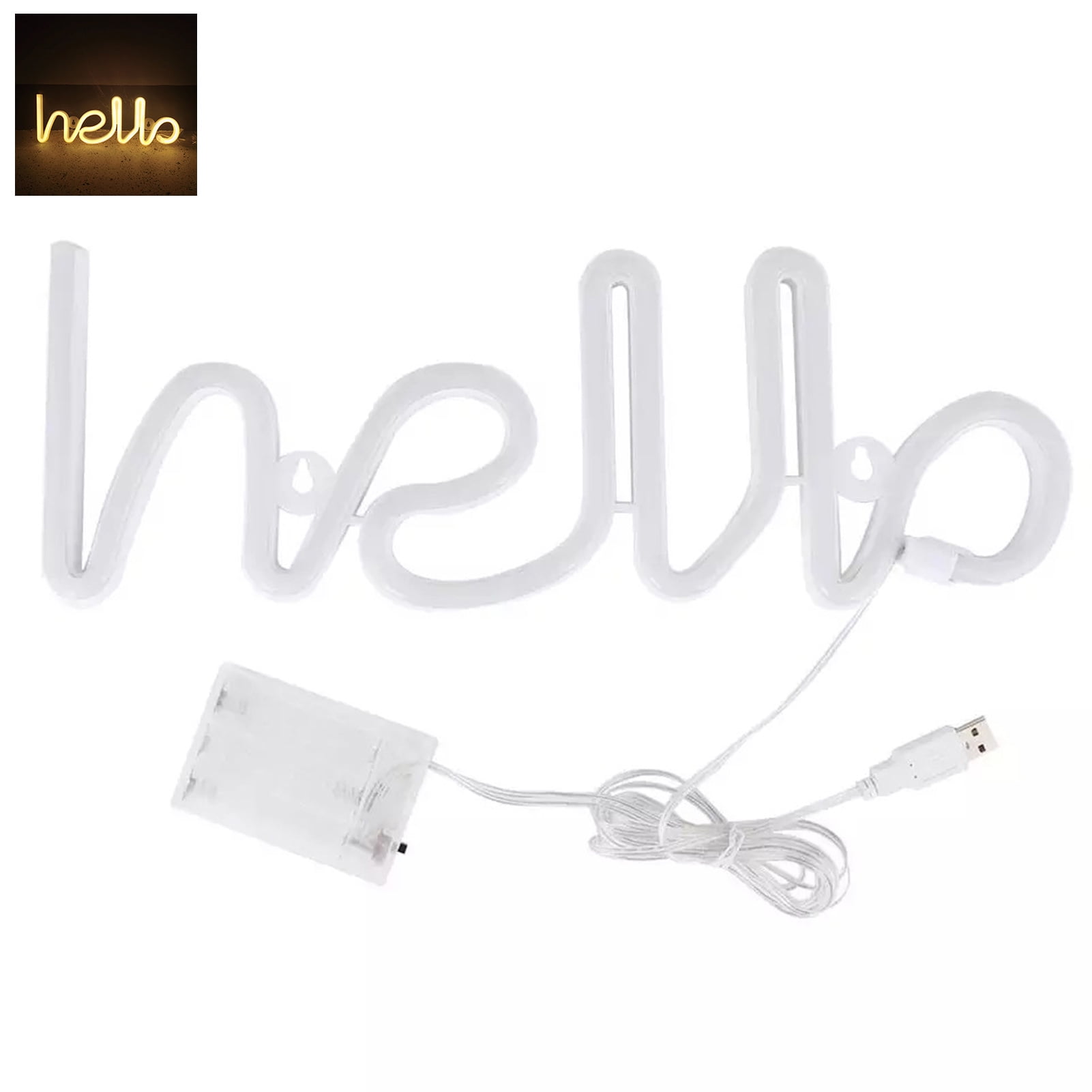Chicmine HELLO Neon Sign Creative Shape USB/Battery Operated Non ...