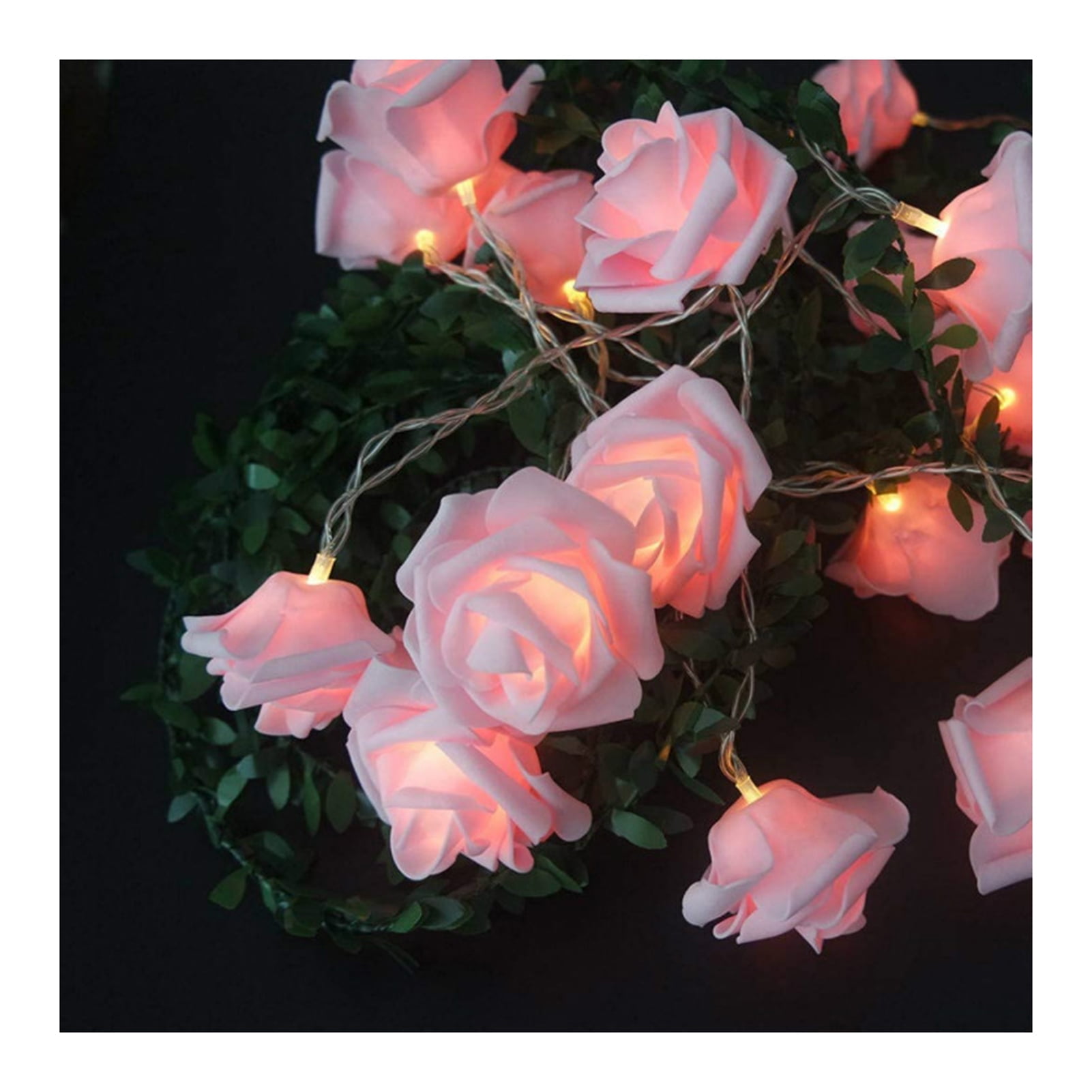 Chicmine LED Rose Flower String Light Realistic Looking Battery-Powered ...