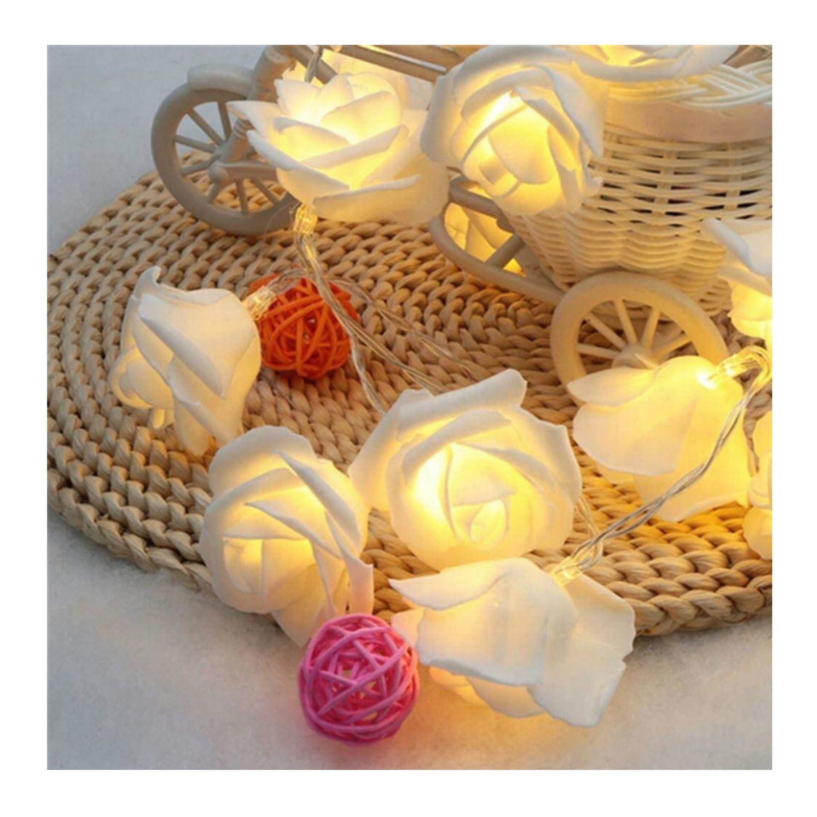 Chicmine LED Rose Flower String Light Realistic Looking Battery-Powered ...