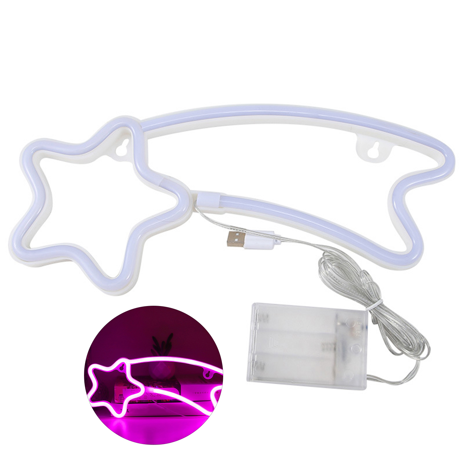 Chicmine Meteor Neon Sign Lamp Creative Shape Non-glaring USB/Battery ...