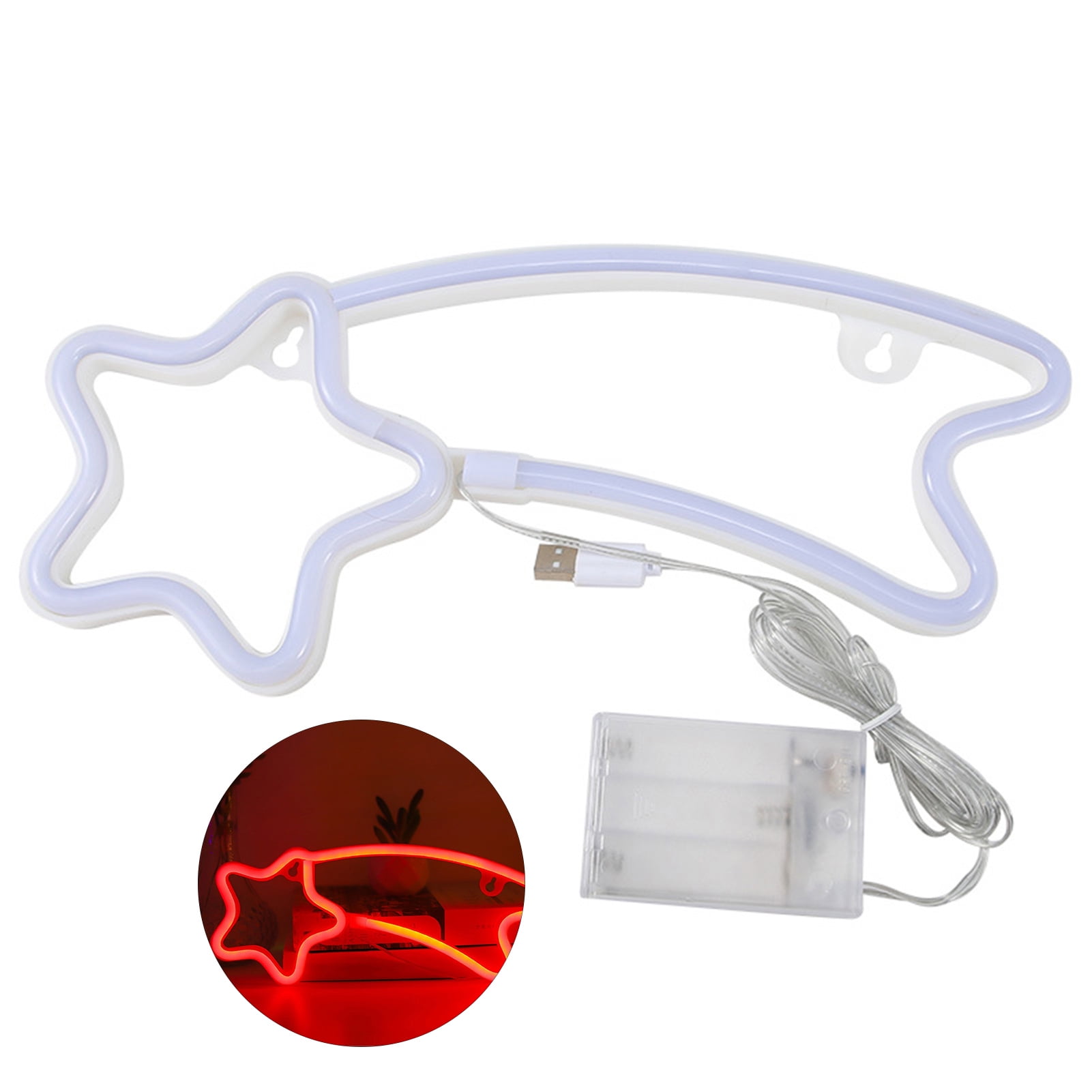 Chicmine Meteor Neon Sign Lamp Creative Shape Non-glaring USB/Battery Powered LED Neon Light ...