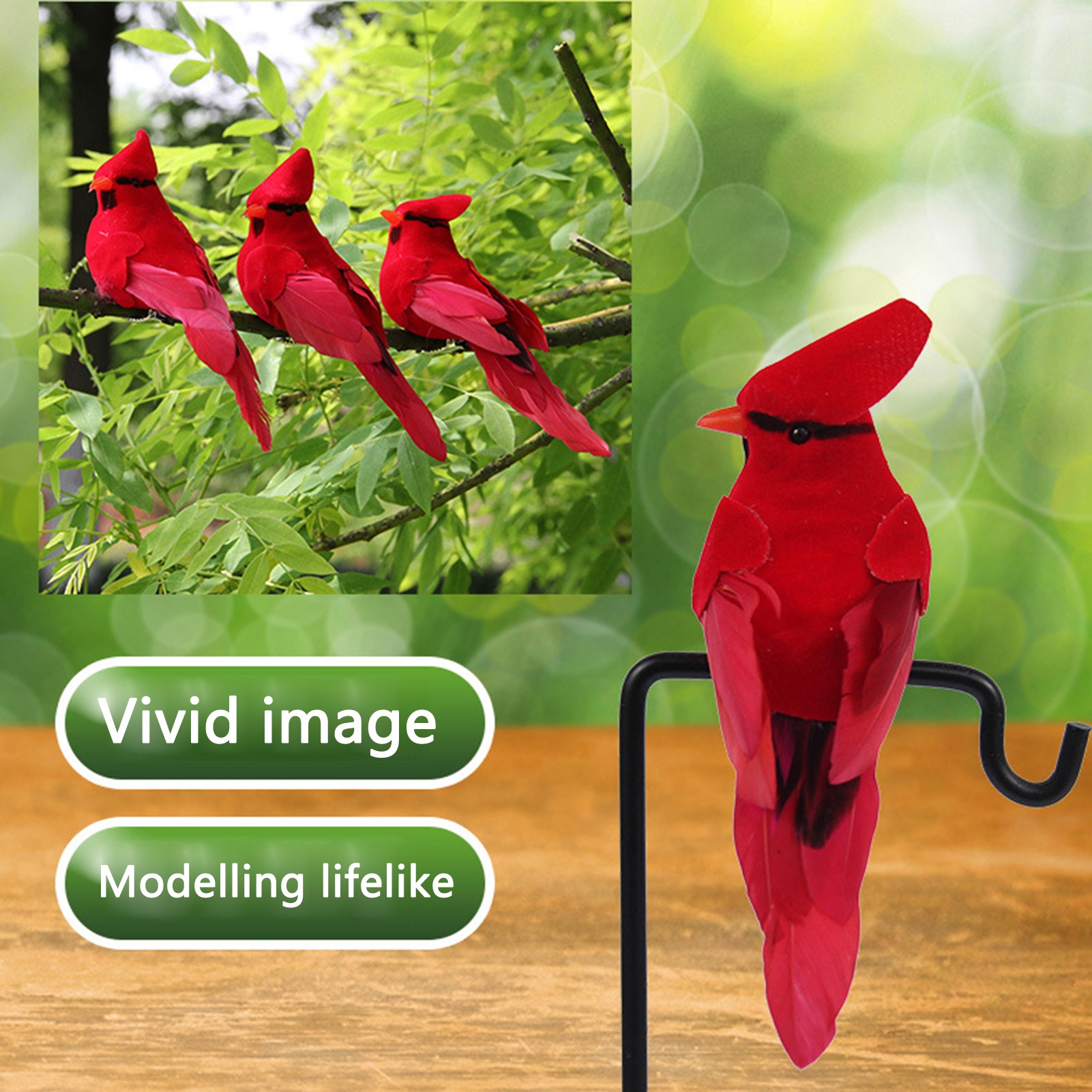 Chicmine Mini Fake Birds Artificial Feather Foam Red Velvet Bird ...