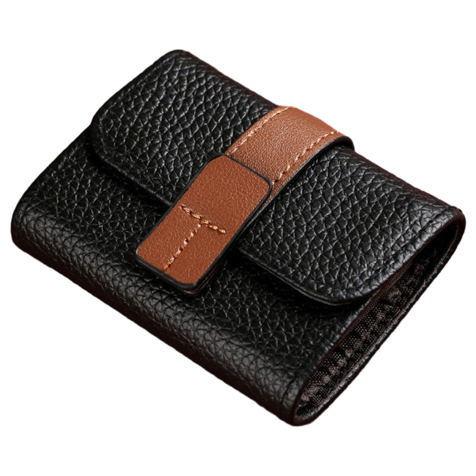 Chicmine Purse Changes Wallet Buckle Closure Faux Leather Solid Color ...