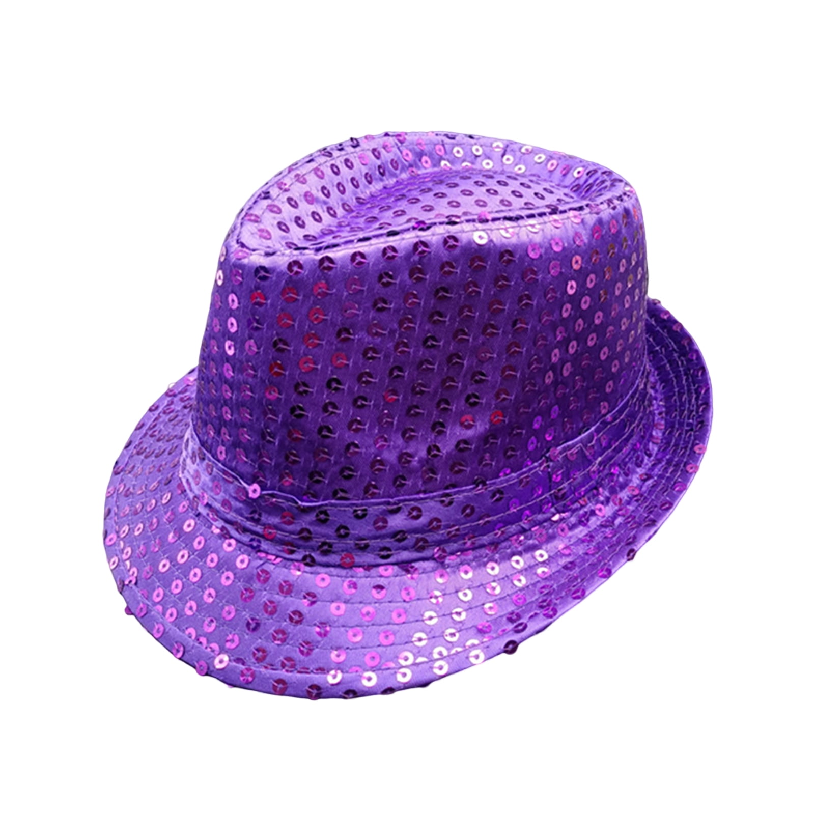 Chicmine Shining Short Brim Hemming Jazz Hat Adult Kids Sequins ...