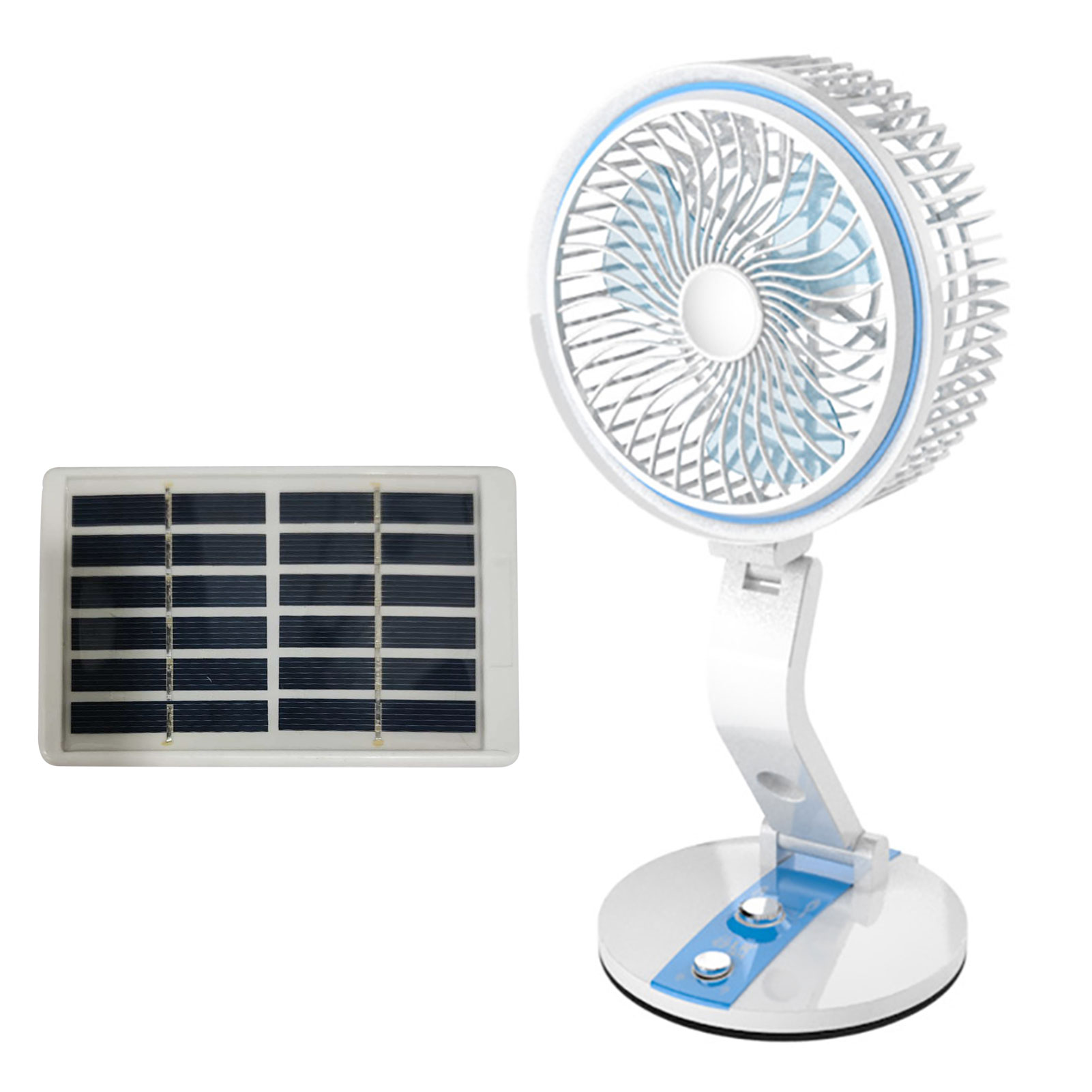 Chicmine Solar Powered Desk Fan with LED Lamp Low Noise 360-Degree ...