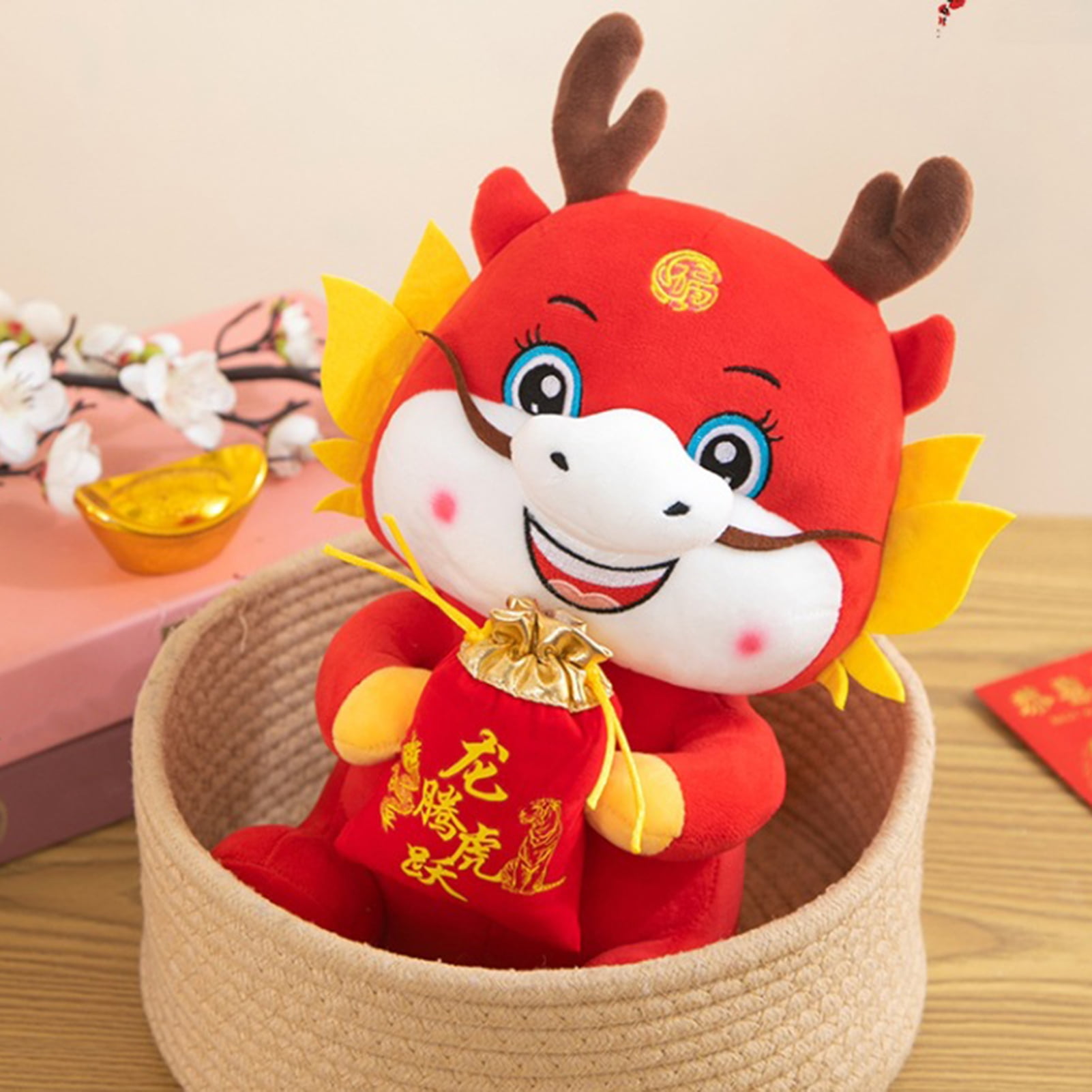 Chicmine Tiger Dragon Leaping Toy Zodiac Dragon Plush with Lucky Bag ...