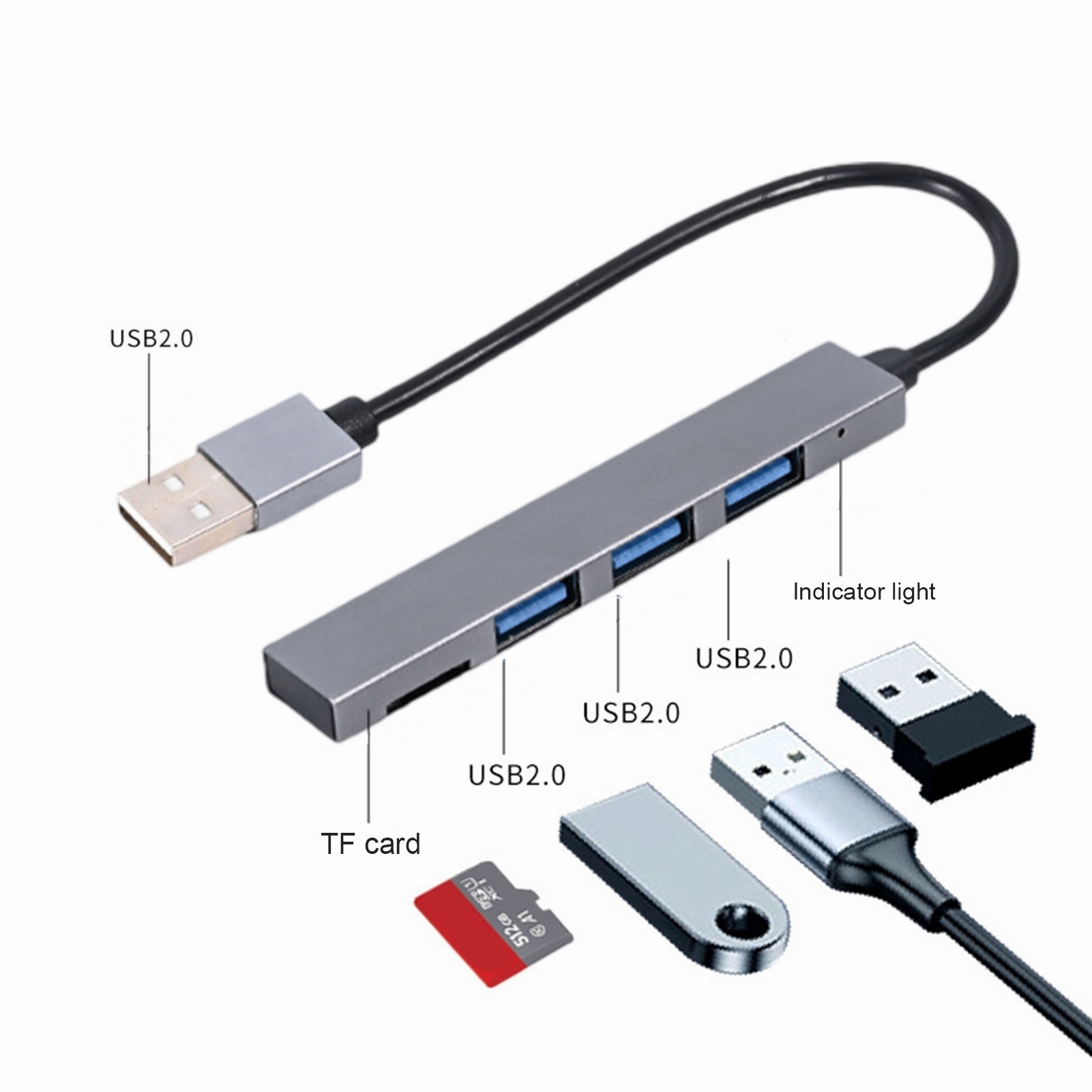 Chicmine USB Docking Station Multi-function High Speed Efficient TF Card Reader Portable 3 Port ...