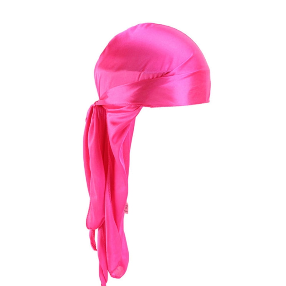 Chicmine Unisex Imitated Silk Long Tail Bandana Turban Hat Breathable ...