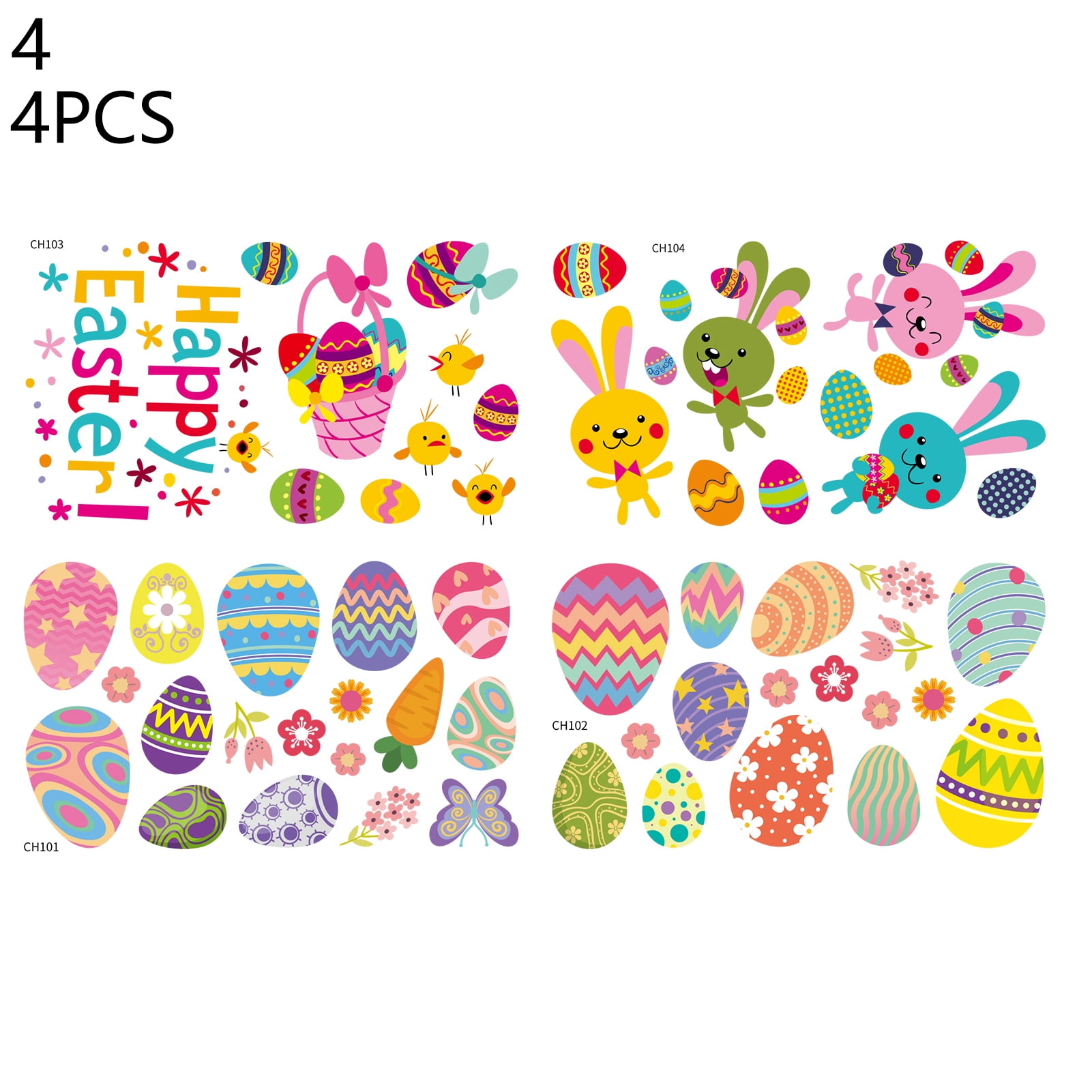 Chicmine Wall Decor No Adhesive Static Attach PVC Happy Easter Mural ...