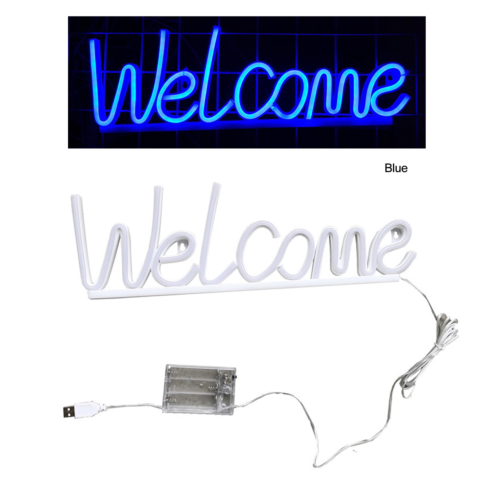 Chicmine Welcome Neon Sign LED Lamp Battery Powered Creative Shape ...