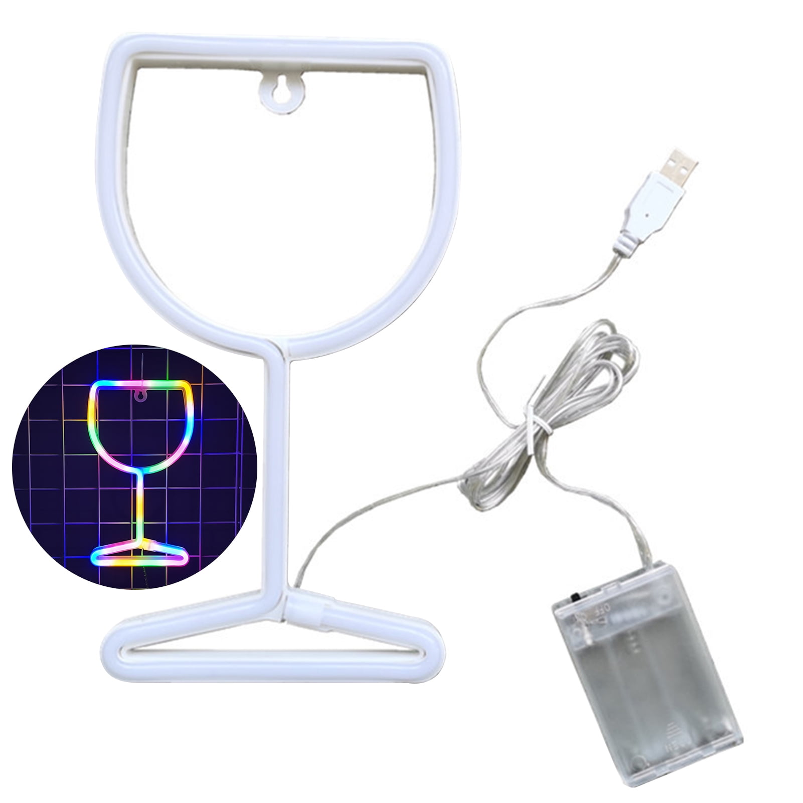 Chicmine Wine Glass Neon Light Creative Shape USB/Battery Operated Non ...