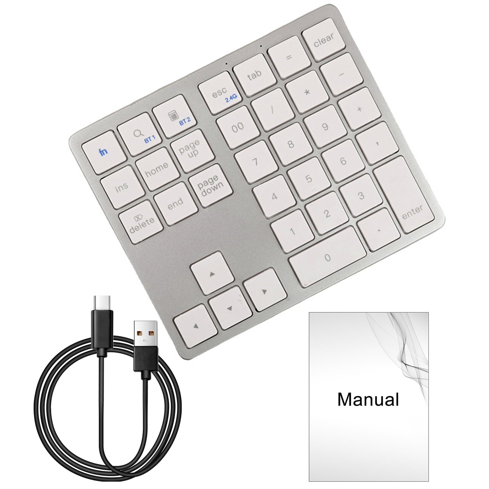 Chicmine Wireless Bluetooth-compatible Number Pad 35 Keys Silent Number Keypad Laptop Computer ...