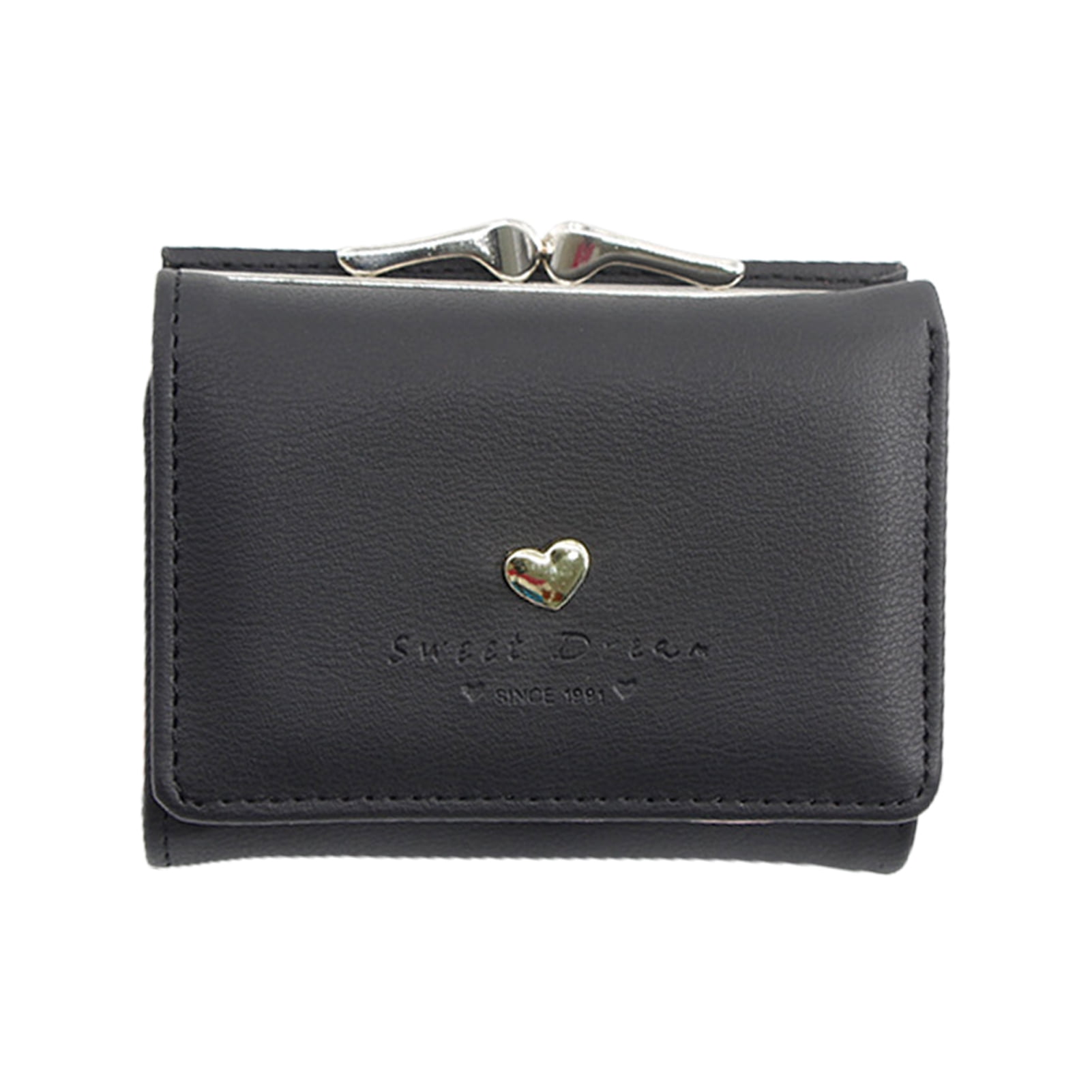 Chicmine Women Wallet Metal Love Heart Fashion Letter Mini Tri-fold ...