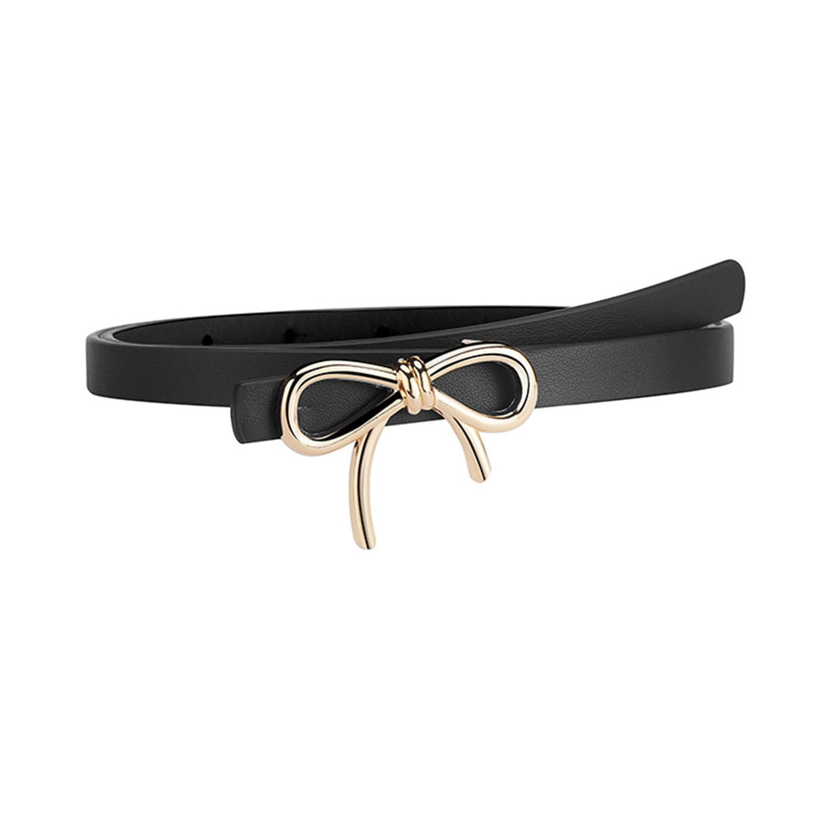 Chicminie Women Belt Solid Color Metal Bowknot Decorated Imitation ...