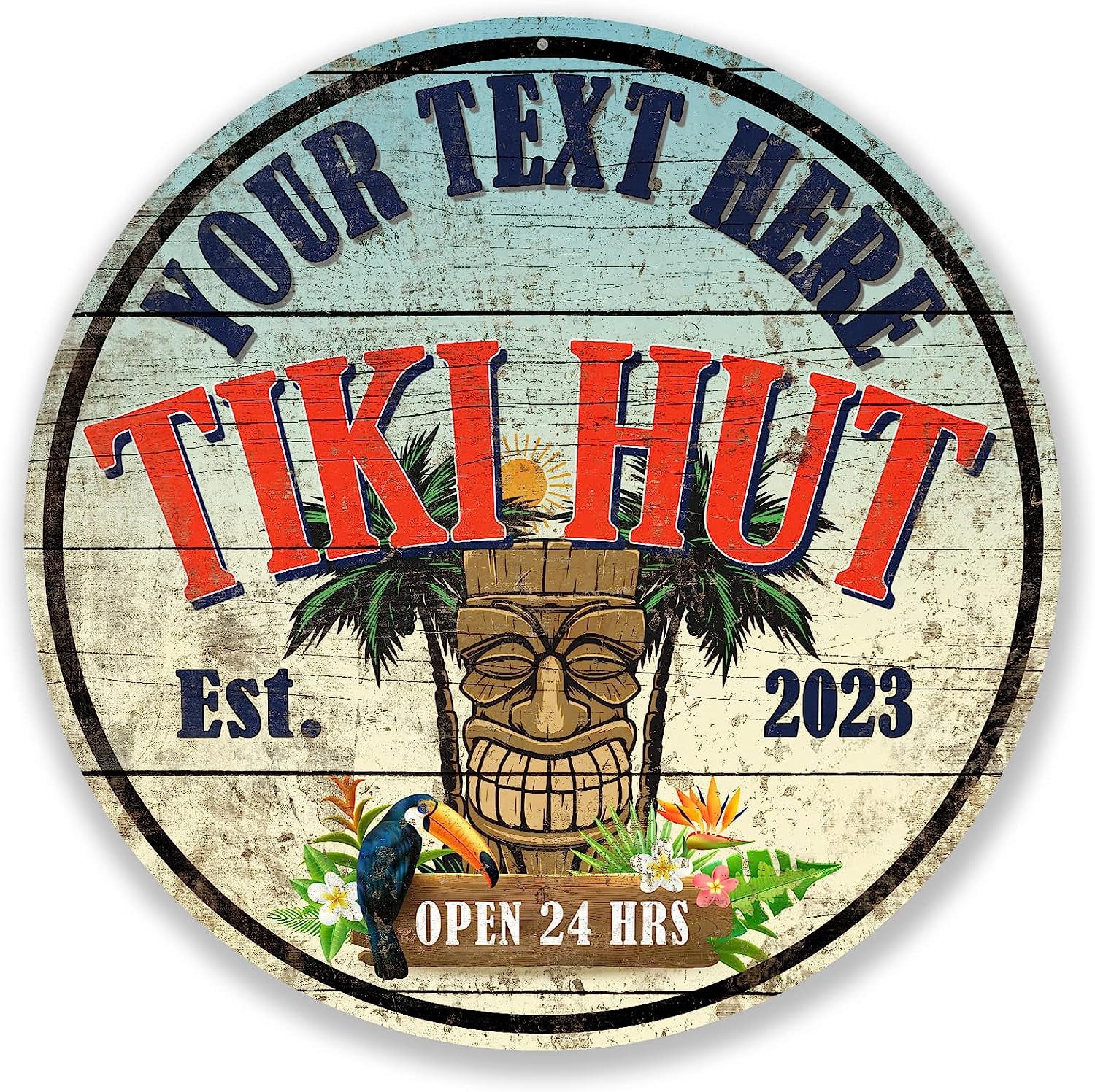 Chico Creek Signs Personalized Tiki Hut Sign, Tiki Sign, Backyard Wall ...