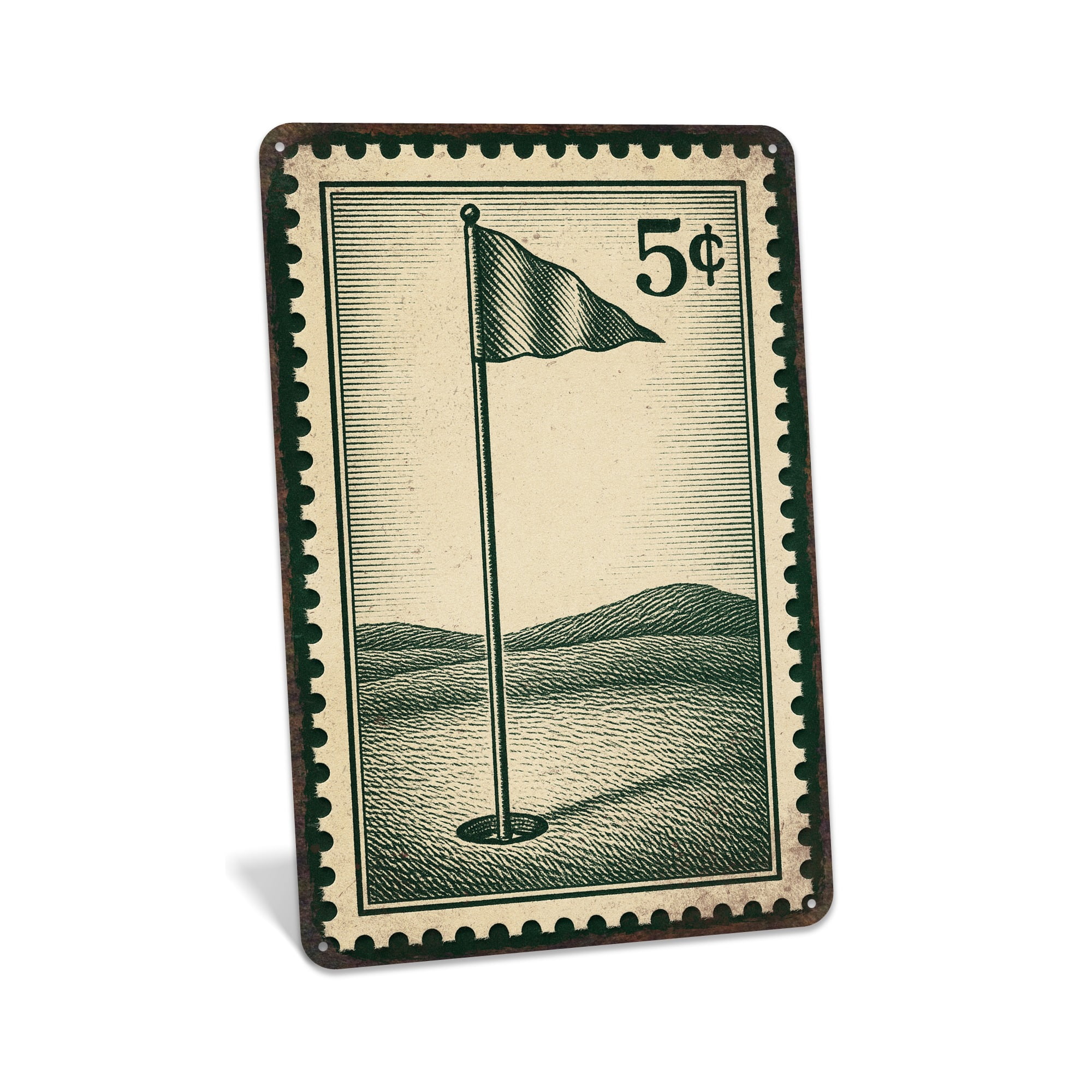 Chico Creek Signs Vintage Golf Flag Stamp Art Sign, Retro Golf Wall ...
