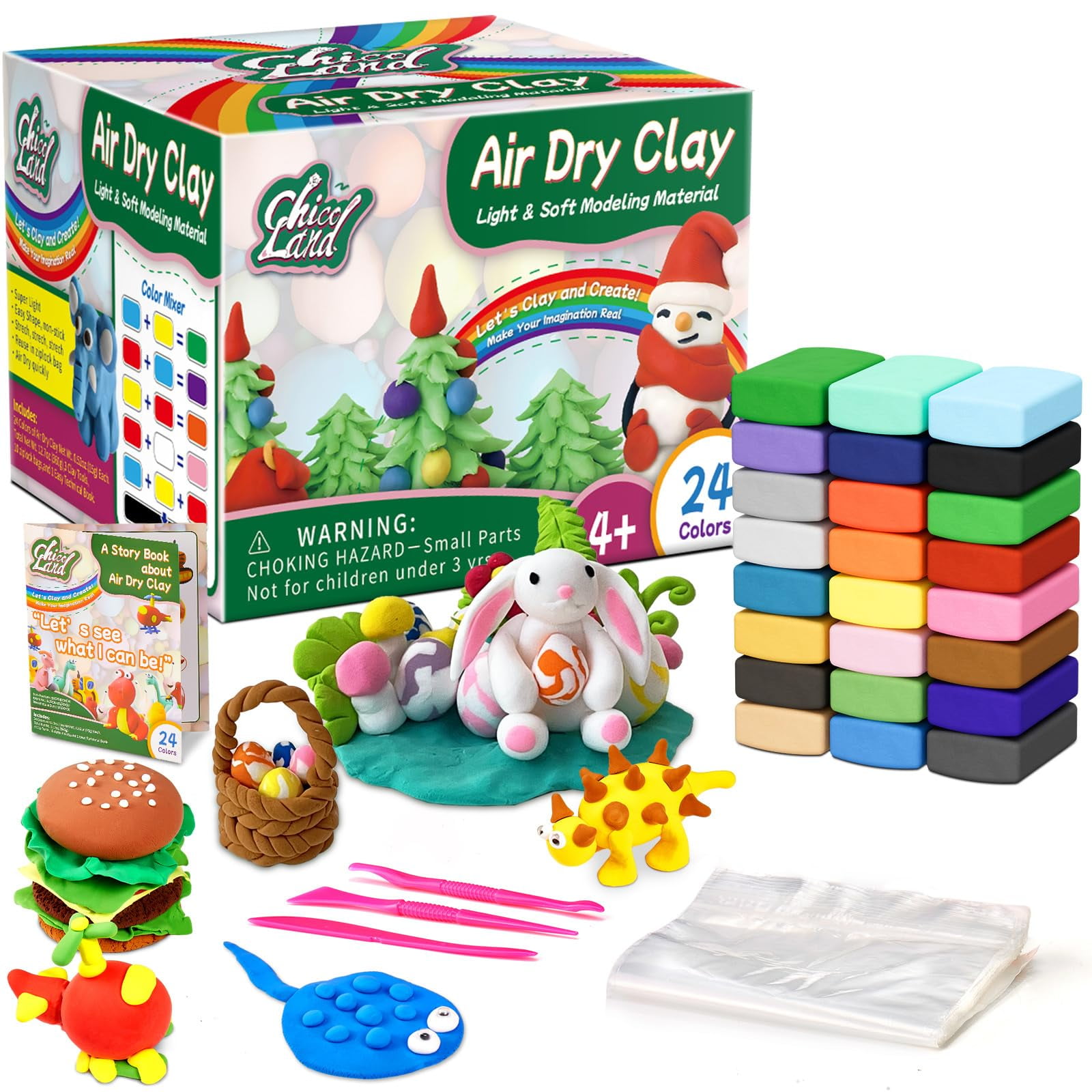 Chico Land Clay Kit - 24 Colors Air Dry Clay, Gift for Boys & Girls Age ...