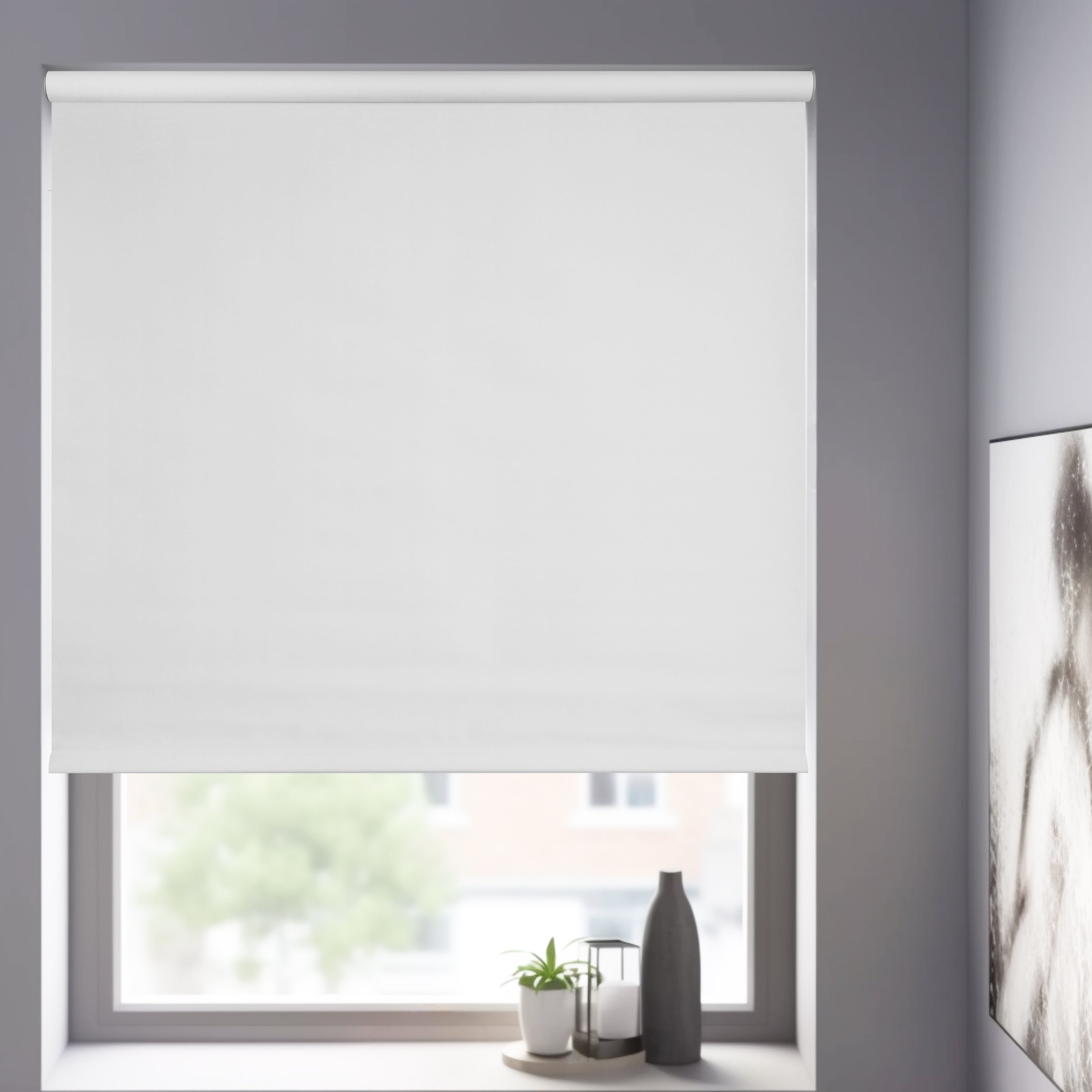 Chicology Cordless Blackout Vinyl Roller Window Shade, White 15" x 64 ...