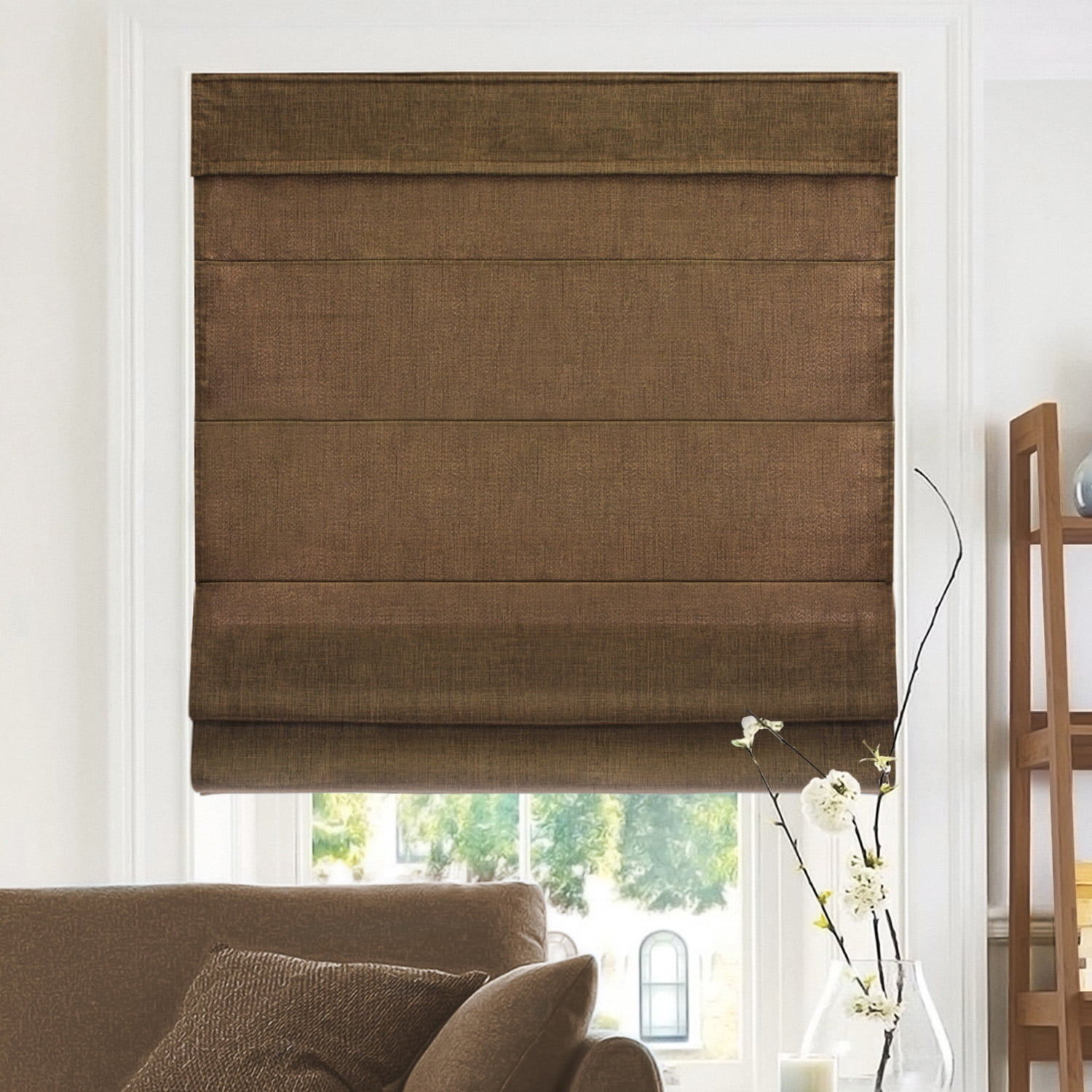 Chicology Cordless Roman Shade, Light Filtering, Belgian Chocolate, 35 ...