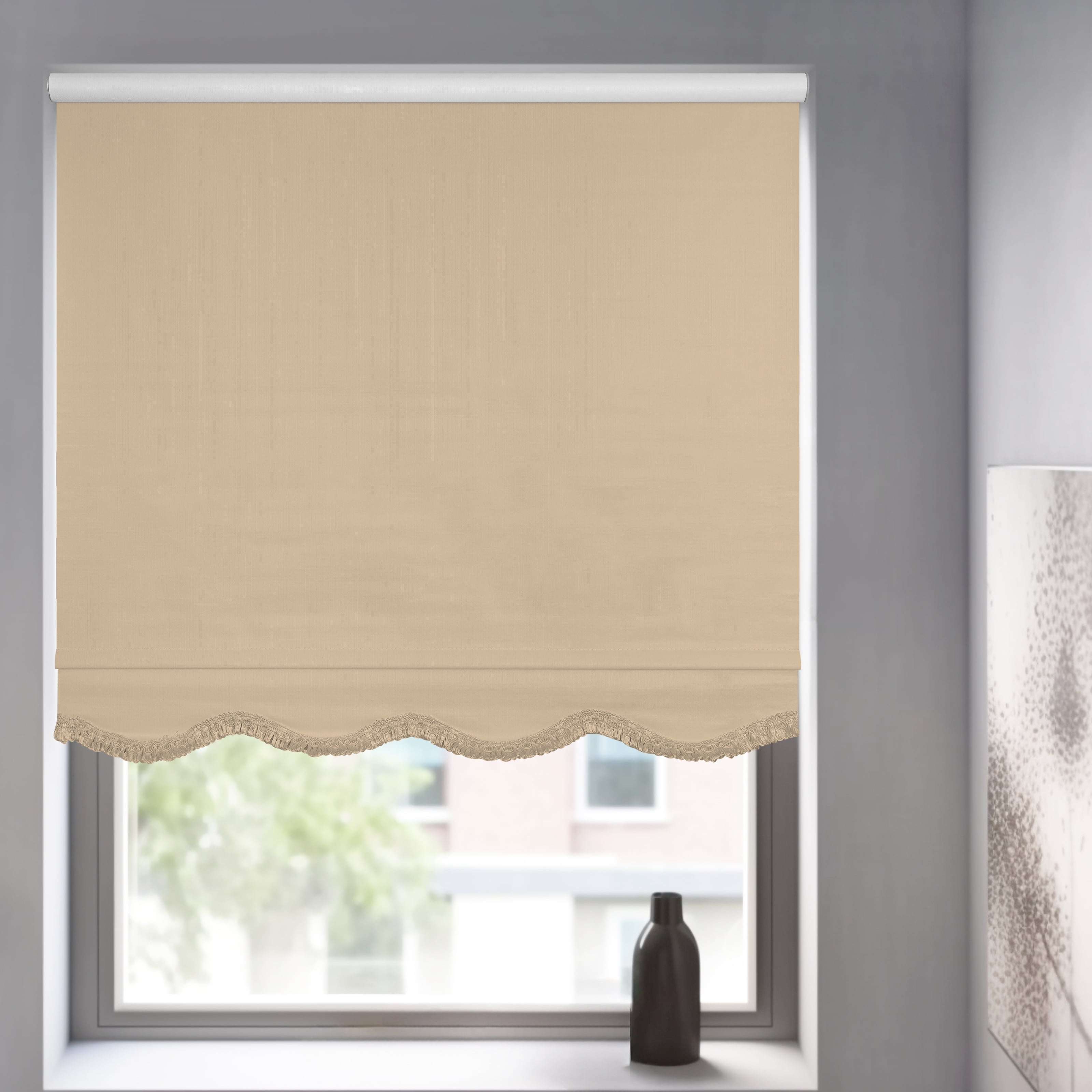 Chicology Fringe Sand Textured Cordless Blackout Privacy Vinyl Roller ...