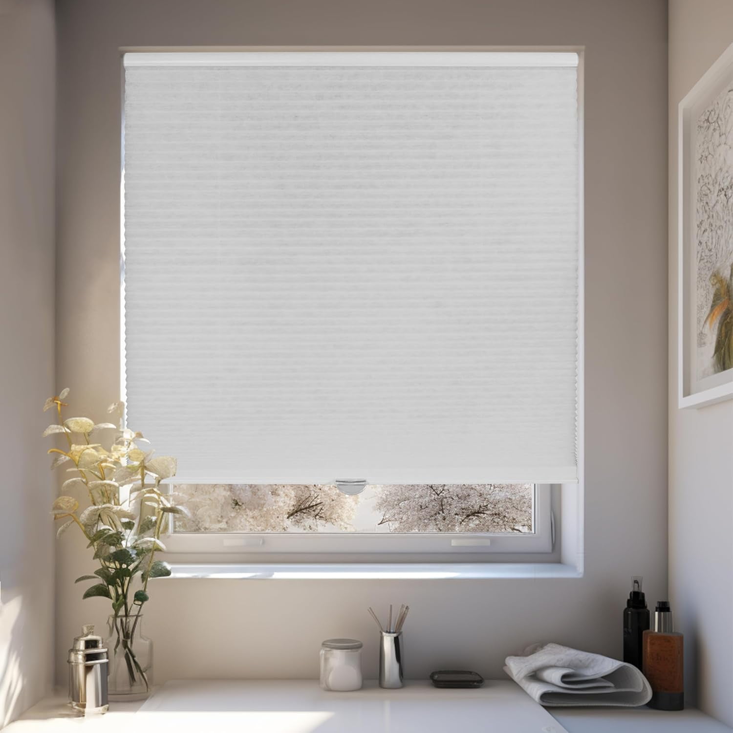 Chicology Salt Cordless Light Filtering Cellular Shades 64.25 in. W x ...