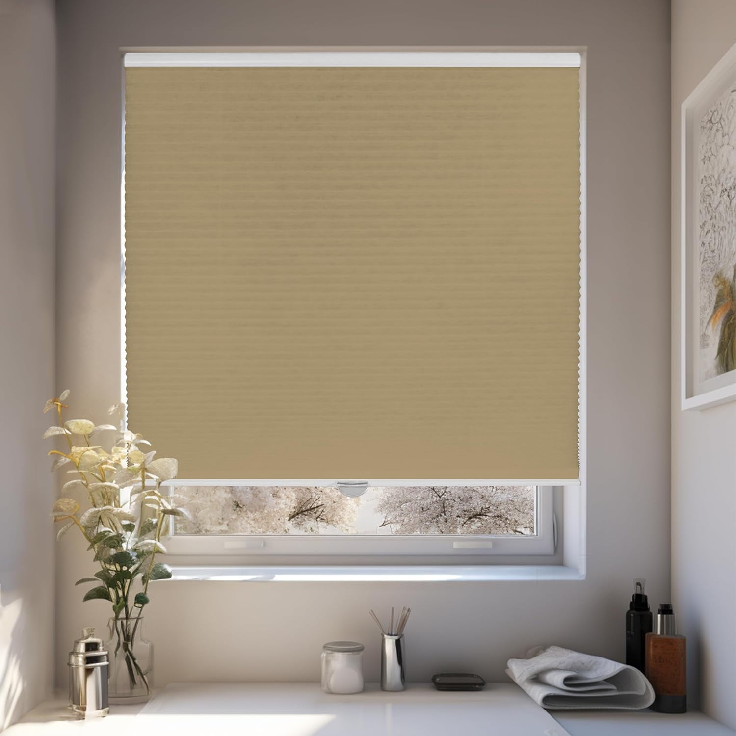 Chicology Sand Cordless Light Filtering Cellular Shades 63.75 in. W x ...
