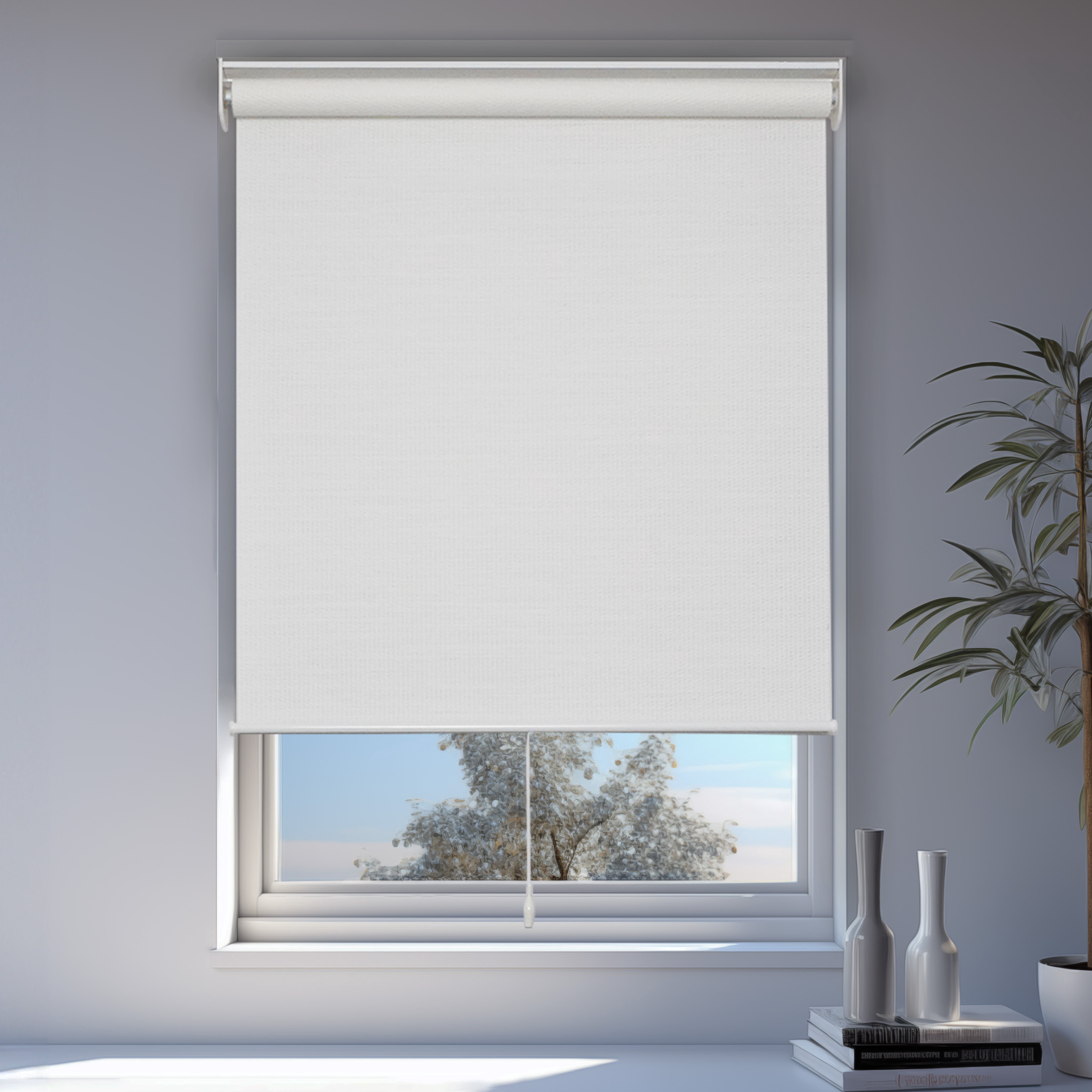 Chicology Snap-N'-Glide Woven White Cordless Light Filtering UV ...