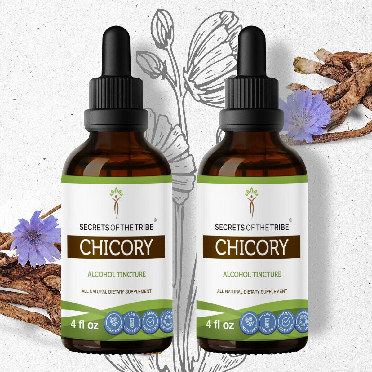 Chicory Tincture Alcohol Extract, Organic Chicory (Cichorium Intybus ...