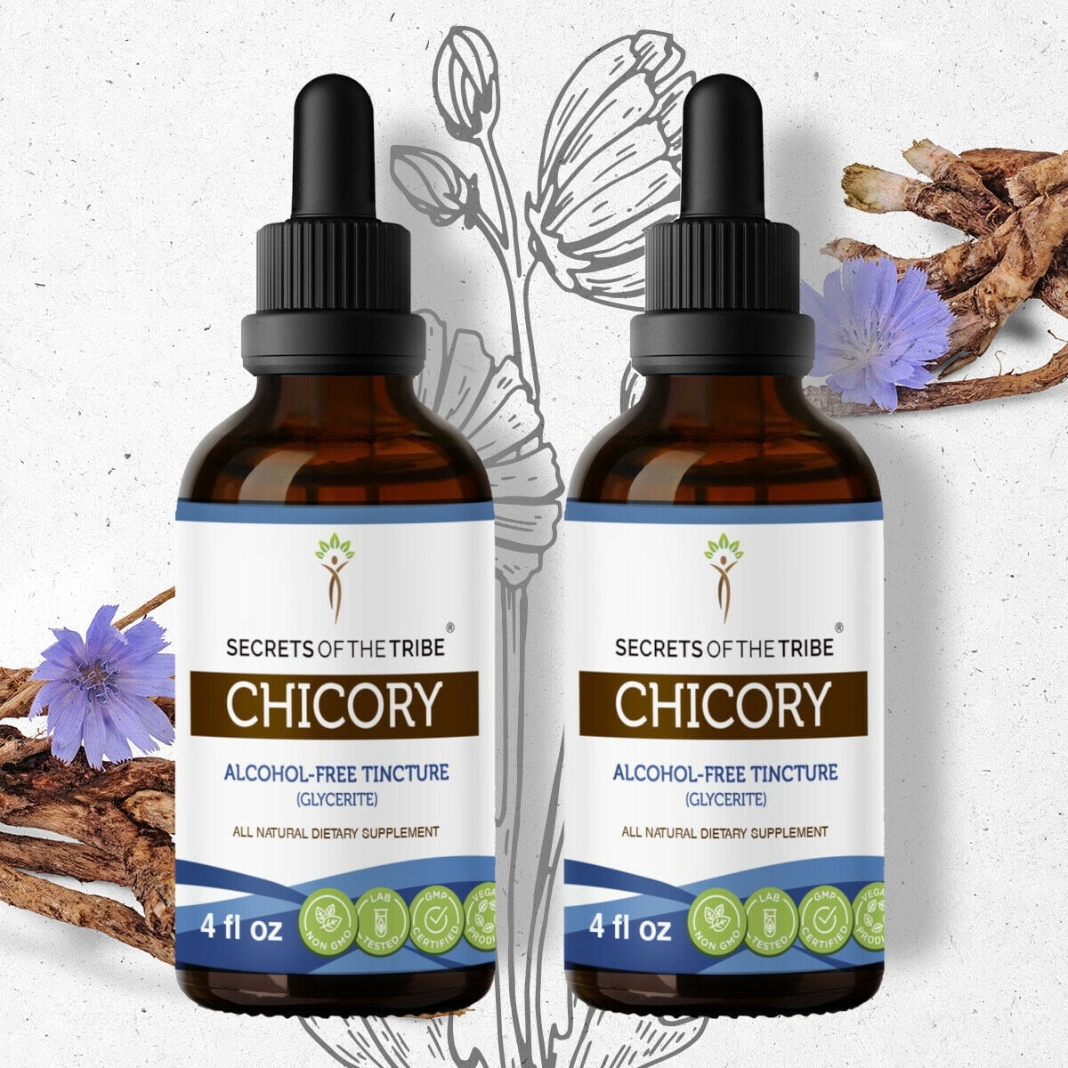 Secrets Of The Tribe Chicory Tincture Dietary Supplement, Natural ...