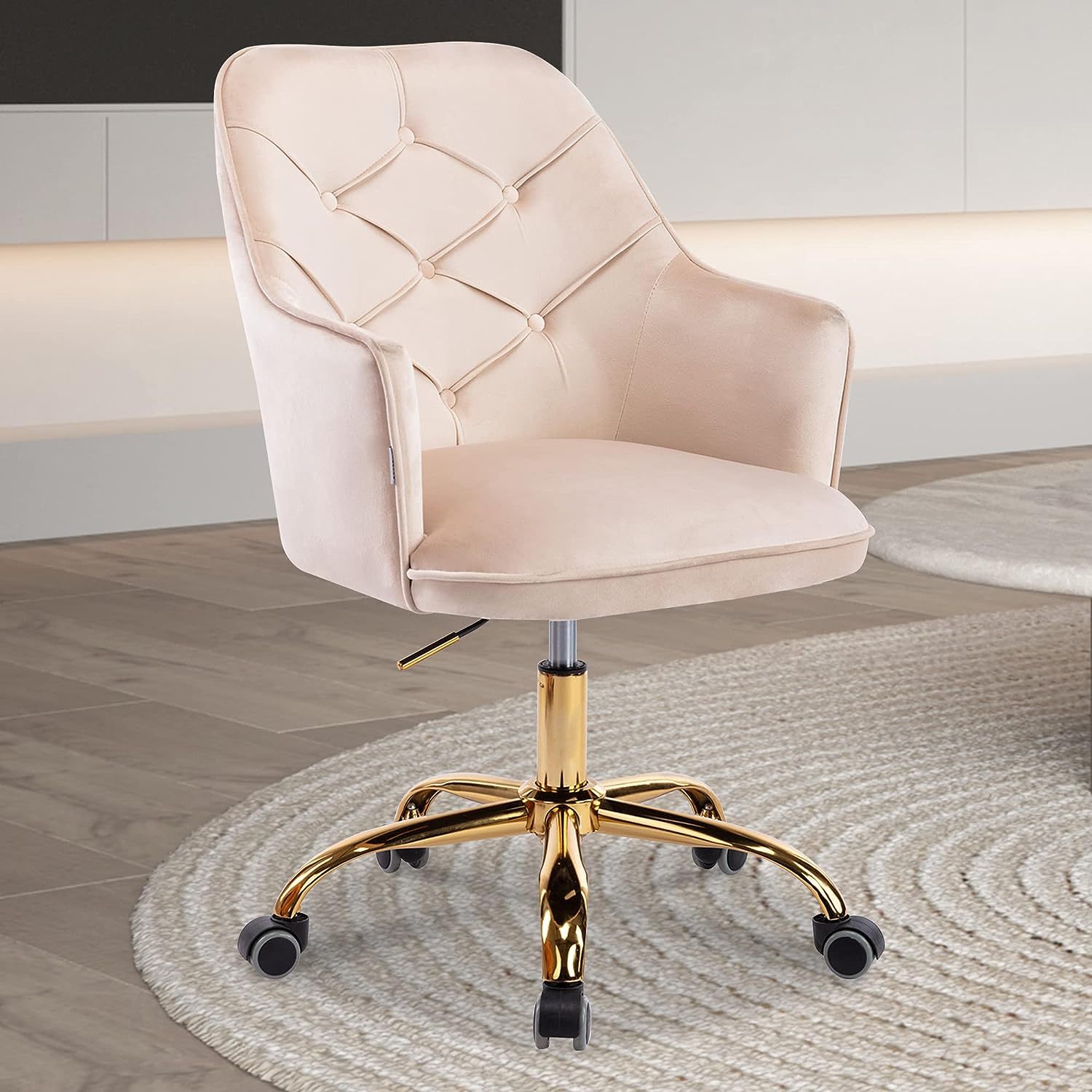 Chictail Velvet Desk Chair, Cute Vanity Chair Upholstered Swivel ...