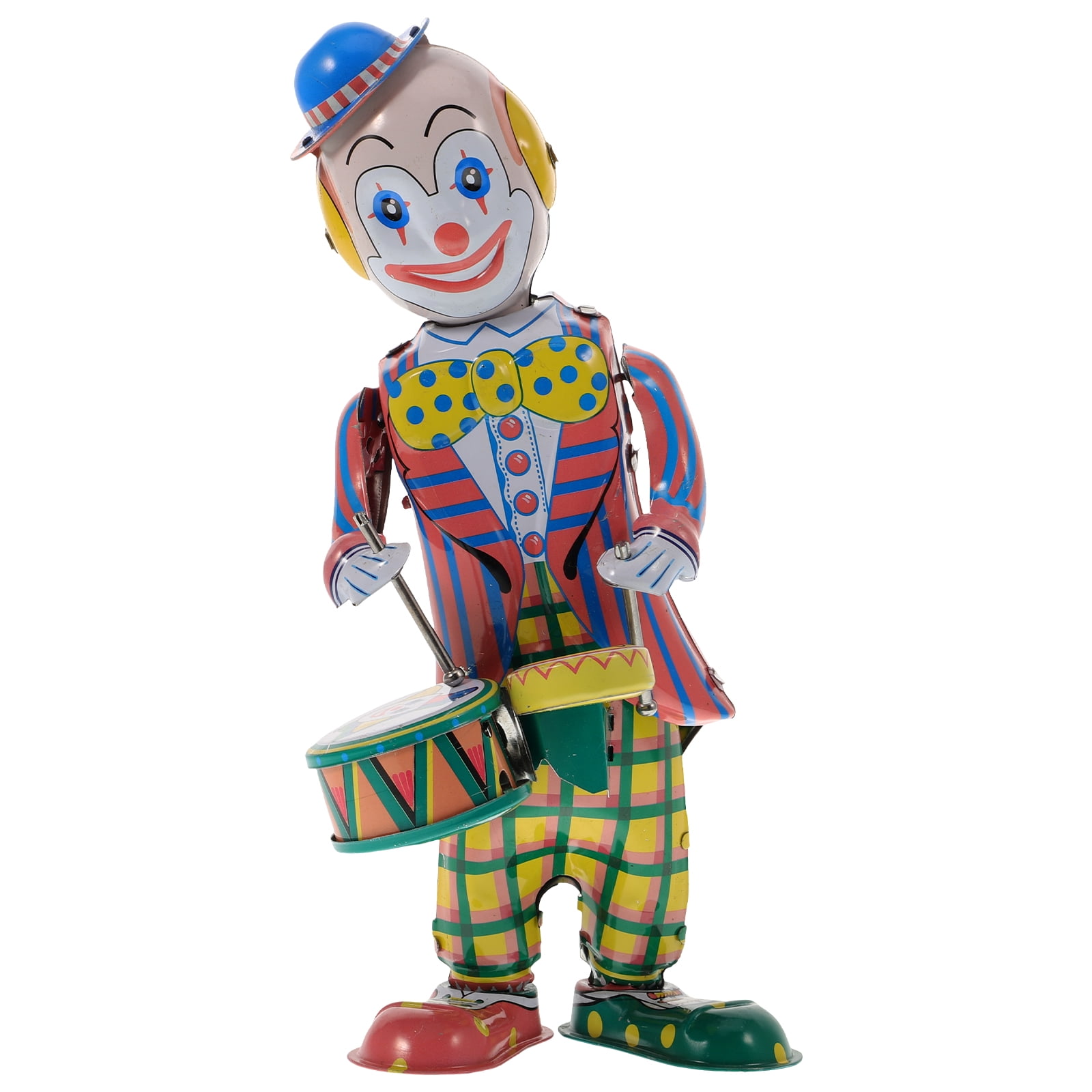Chidian 1PC Tinplate Drumming Clown Cartoon Wind up Toy Childhood ...