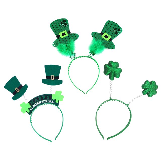 Chidian 3 St. Patricks Day Headband Green Shamrock Hat Hair Headpiece ...