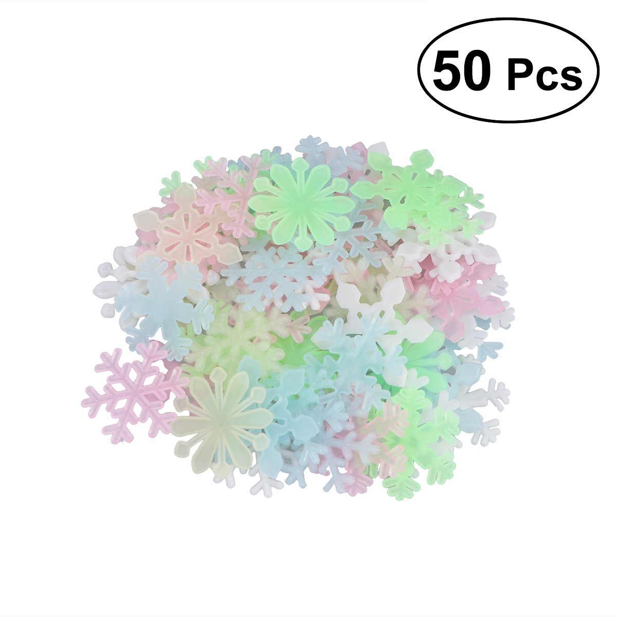 Chidian 50PCS Snowflake Wall Stickers Christmas Glow In The Dark Decal ...