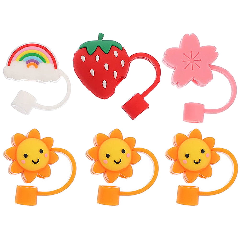 Chidian 6Pcs Straw Caps Drinking Pipe Cover Straw Tip Plugs Silicone ...