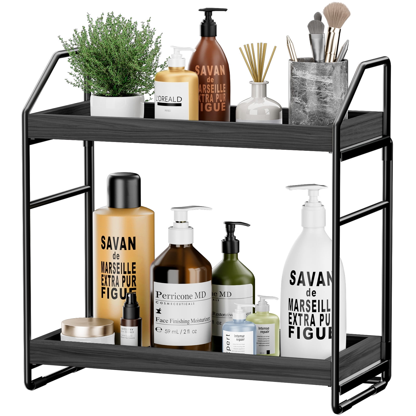 Masteelf Hamitor Adjustable Height Countertop Makeup Organizer 2 Tiers ...