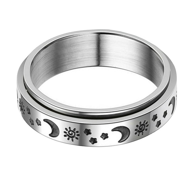 Chidian Men Couples Rings Rotatable Promise Rings Sun and Moon Matching ...