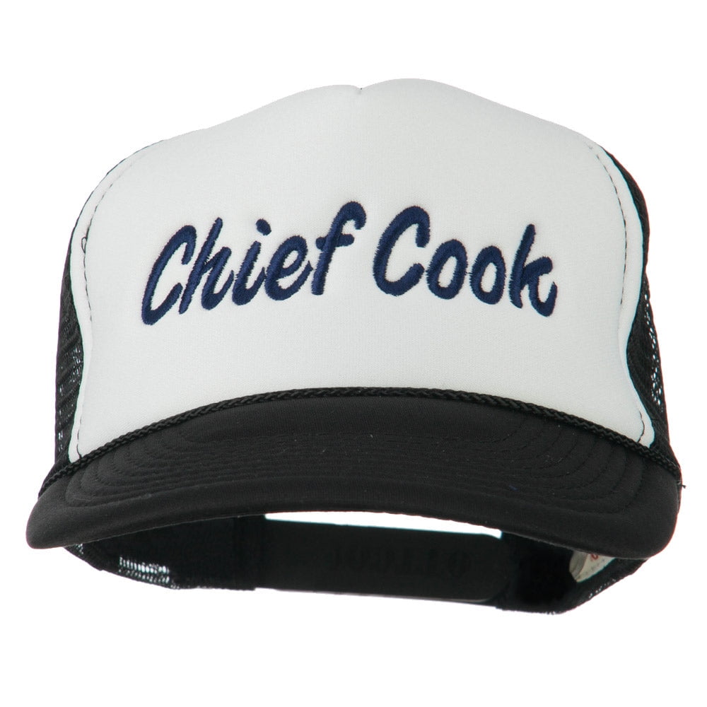 Chief Cook Embroidered Foam Mesh Cap - Black White OSFM - Walmart.com